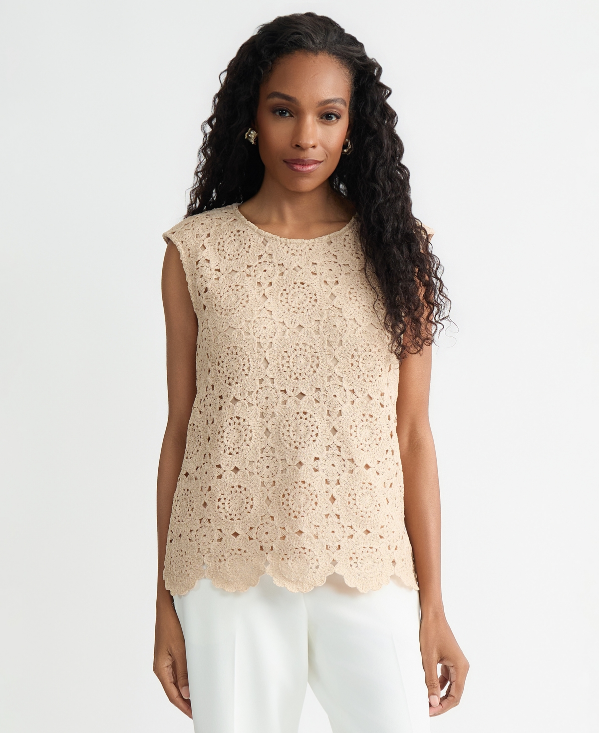 Click here for Kasper Womens Crocheted Sleeveless Top  Regular &... prices