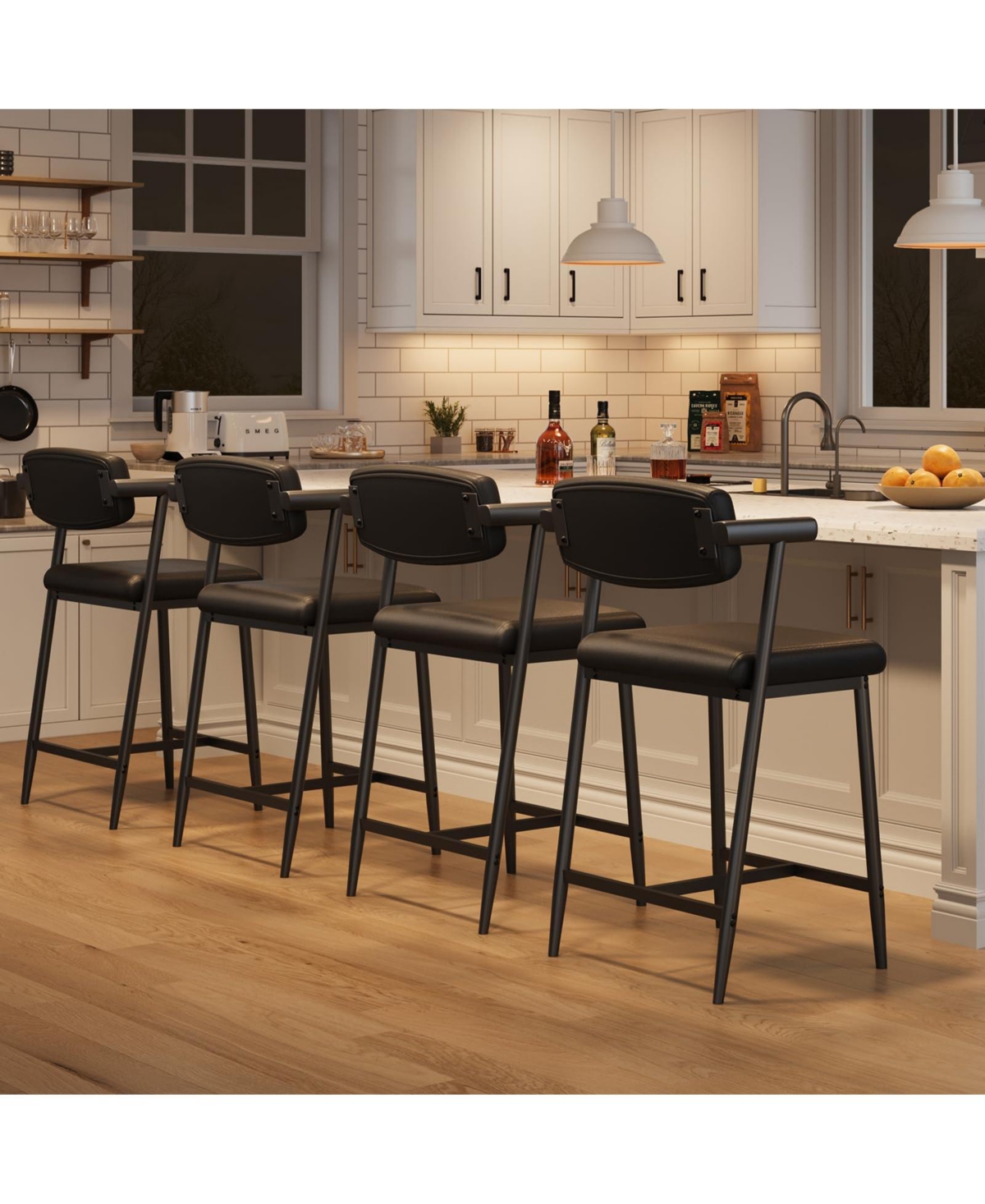 Click here for gaomon Set of 4 Counter Stools with Armrest  Uphol... prices