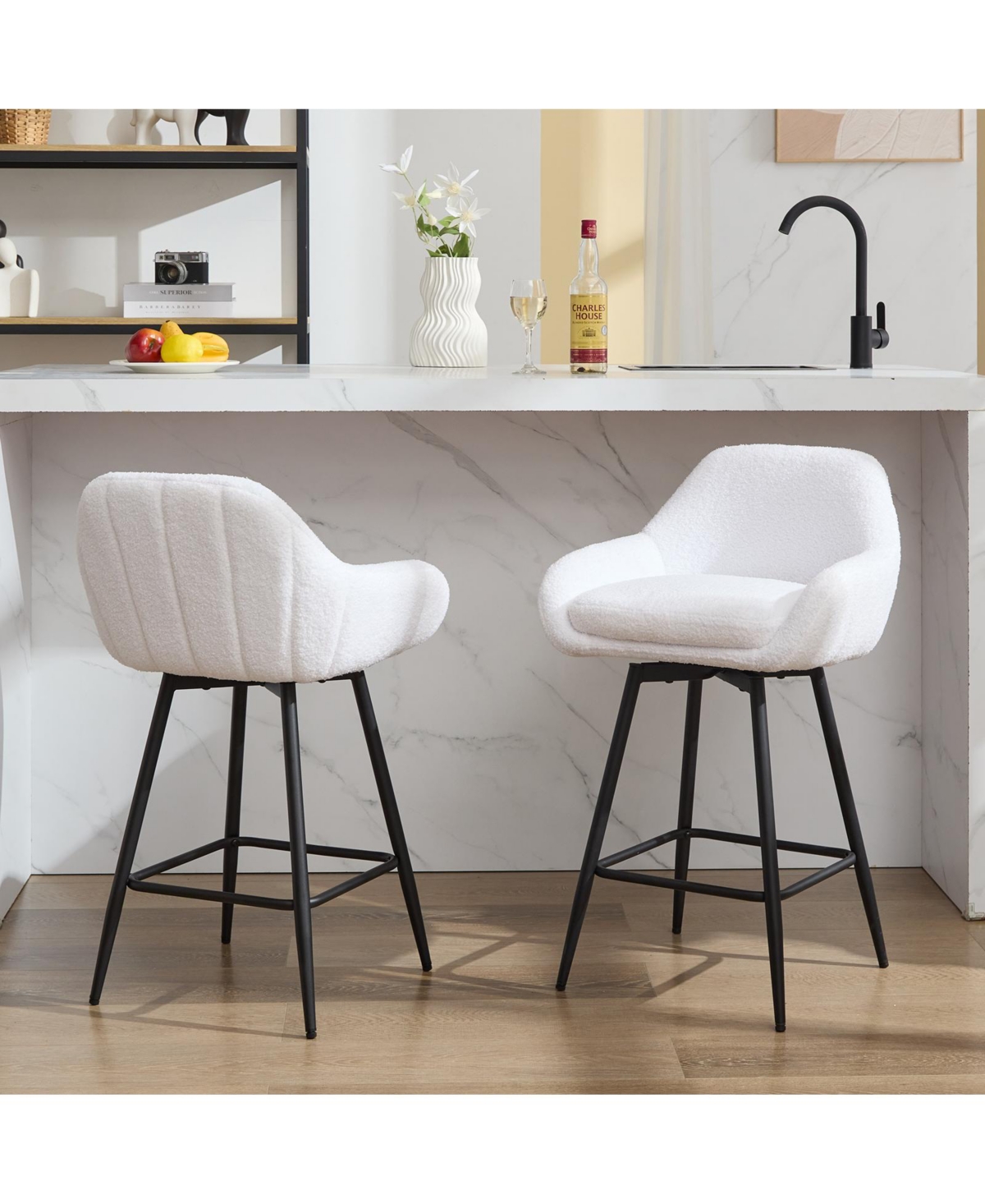 Click here for gaomon Set of 2 26 Swivel Counter Stools  Sherpa F... prices
