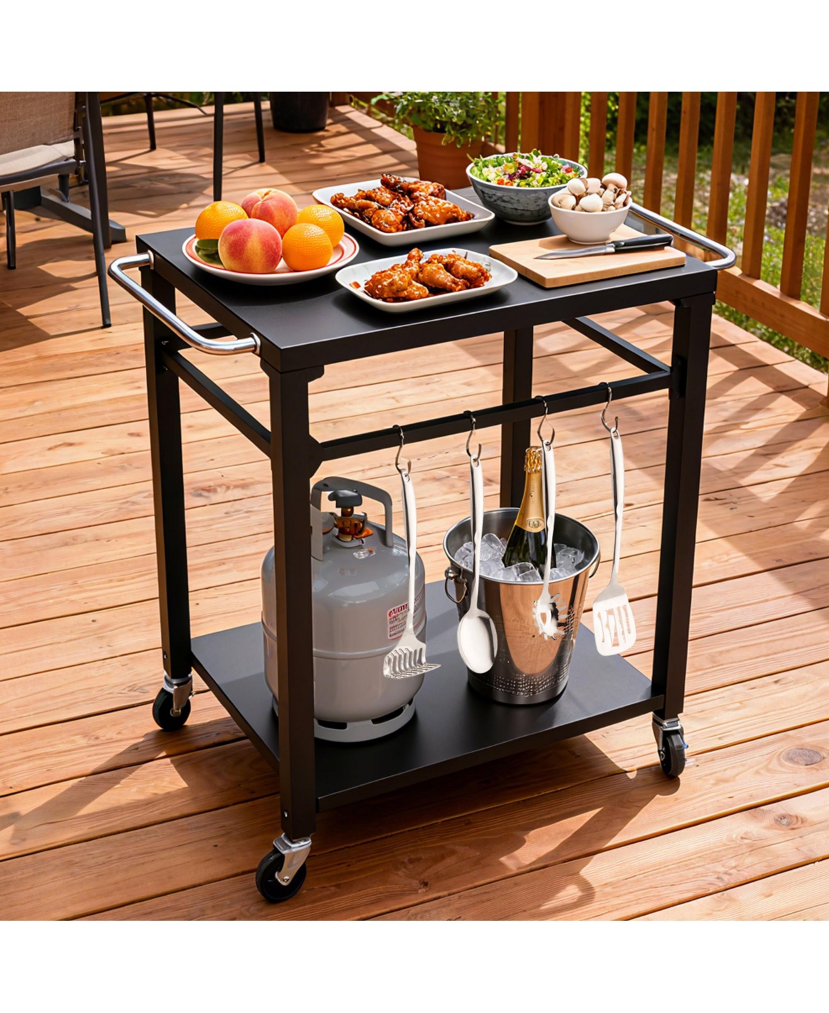 Click here for Flynama 2-Tier Outdoor Grill Cart with Locking Whe... prices