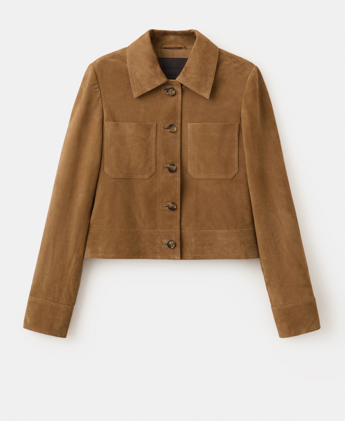 Click here for Mango Womens Buttons Suede Jacket - Ochre prices
