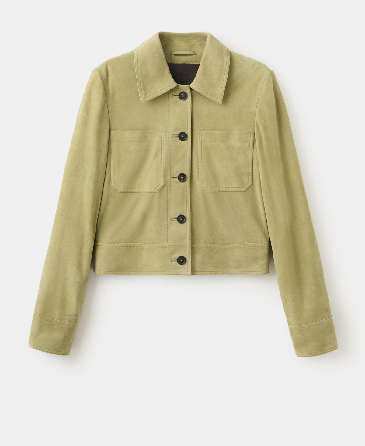 Click here for Mango Womens Buttons Suede Jacket - Pastel Green prices
