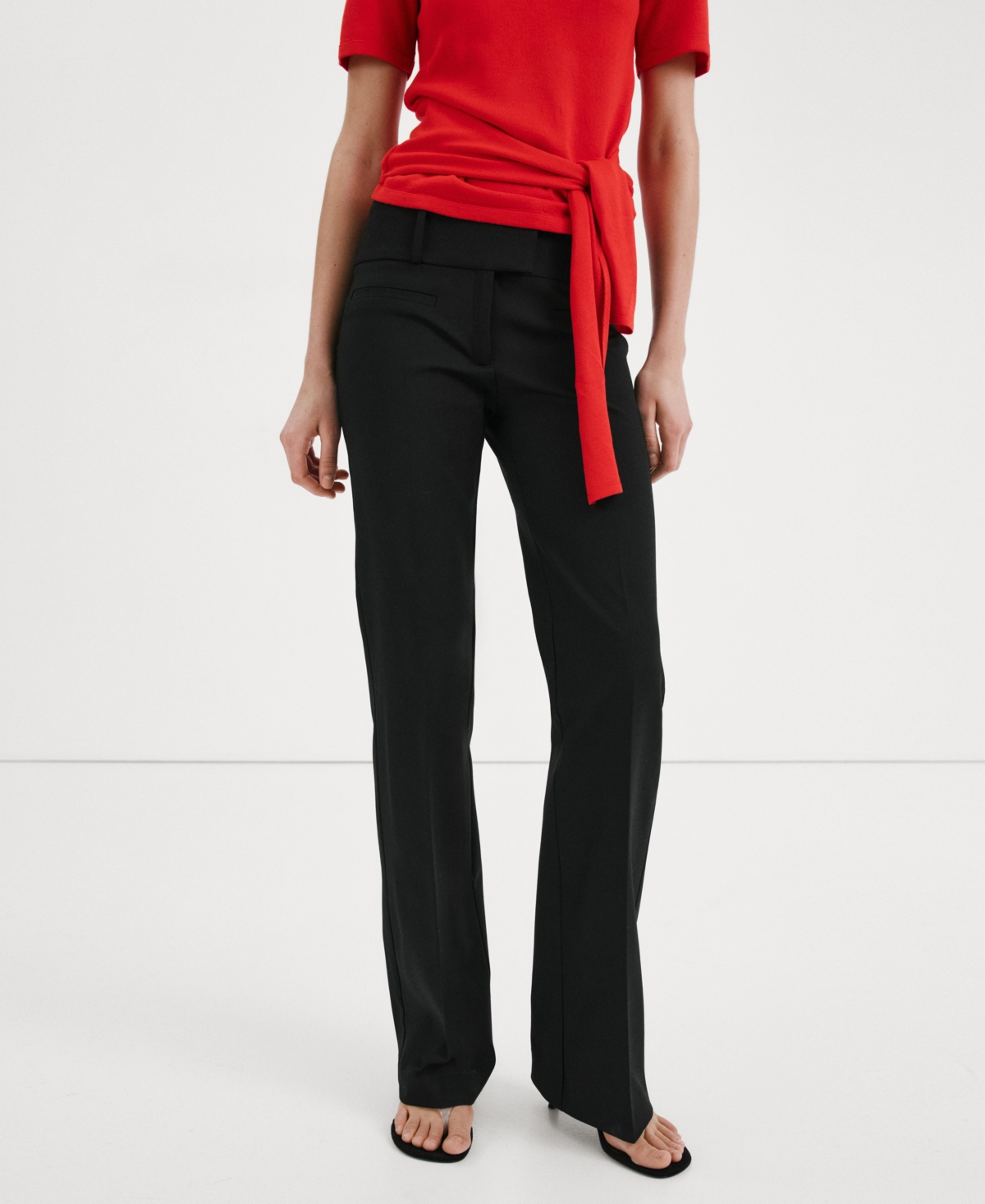 Click here for Mango Womens Low Waist Straight-Leg Pants - Black prices
