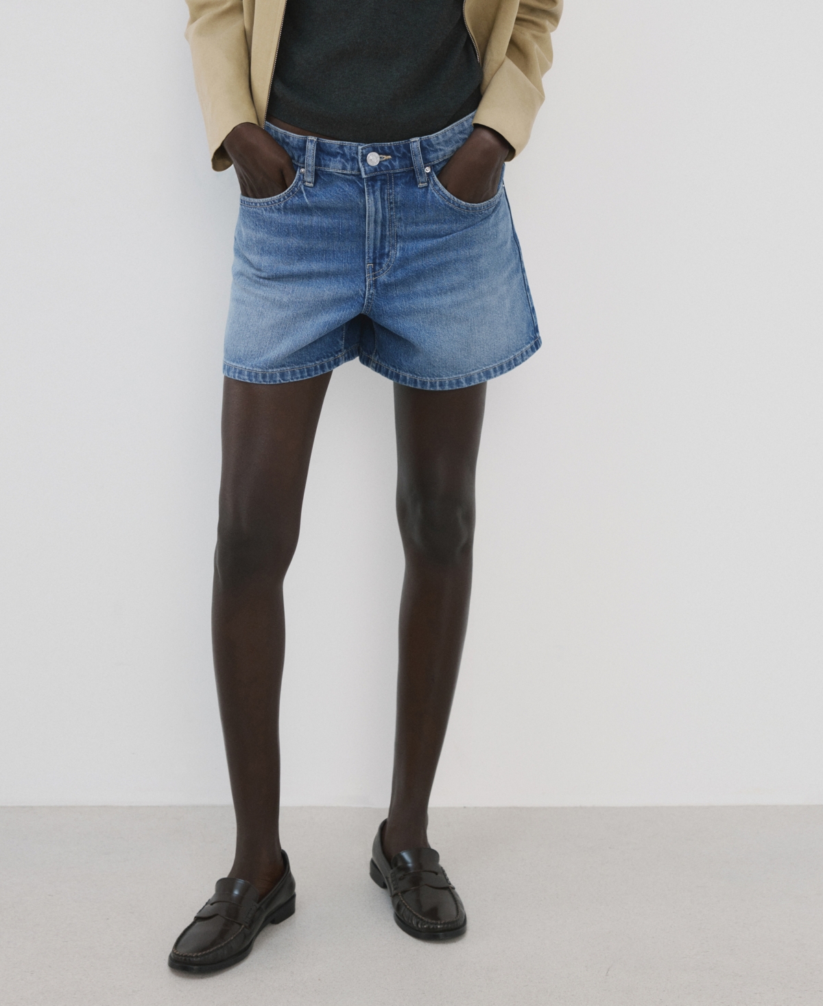 Click here for Mango Womens Straight Denim Shorts - Medium Blue prices