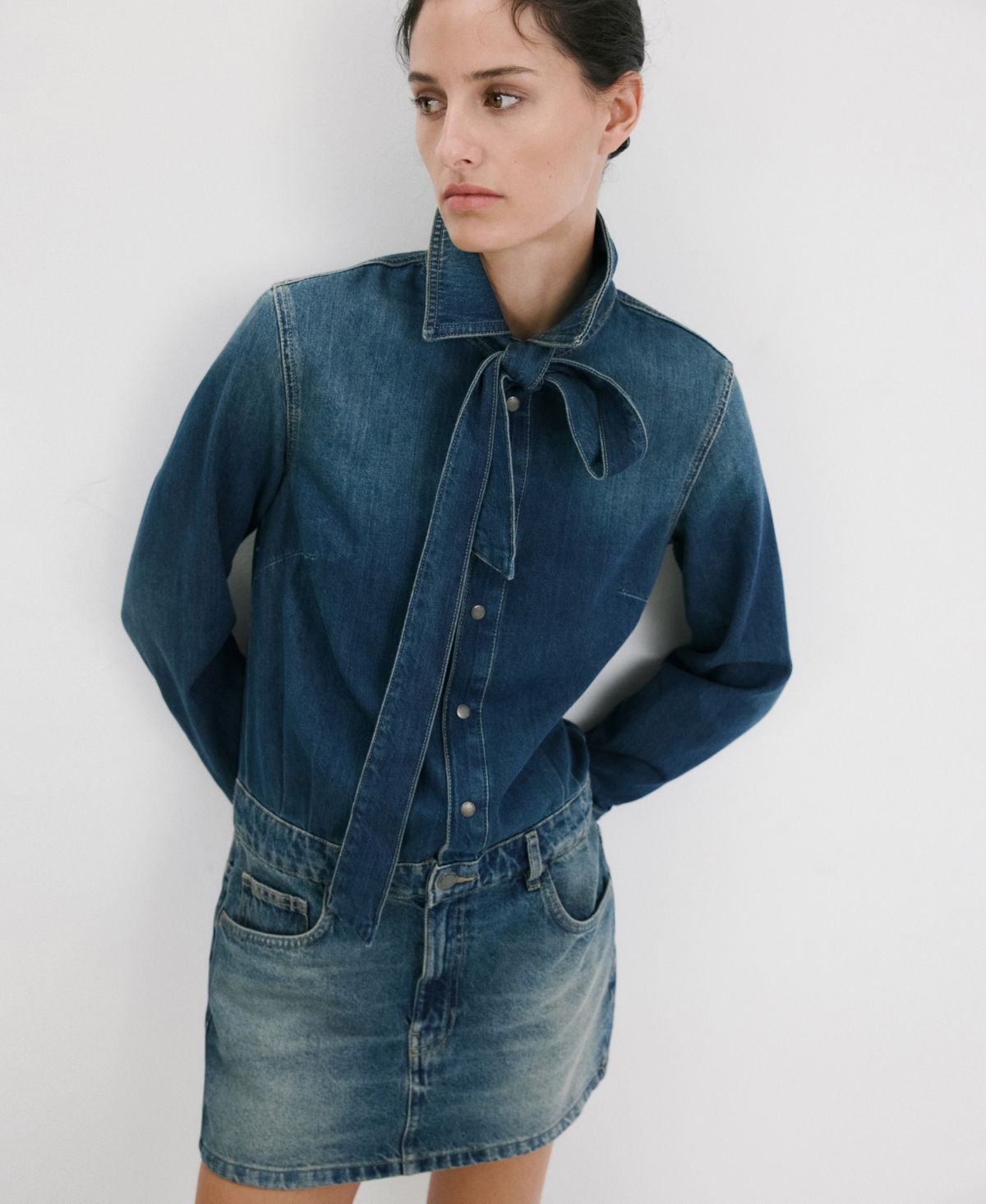 Click here for Mango Womens Combined Denim Dress - Medium Blue prices