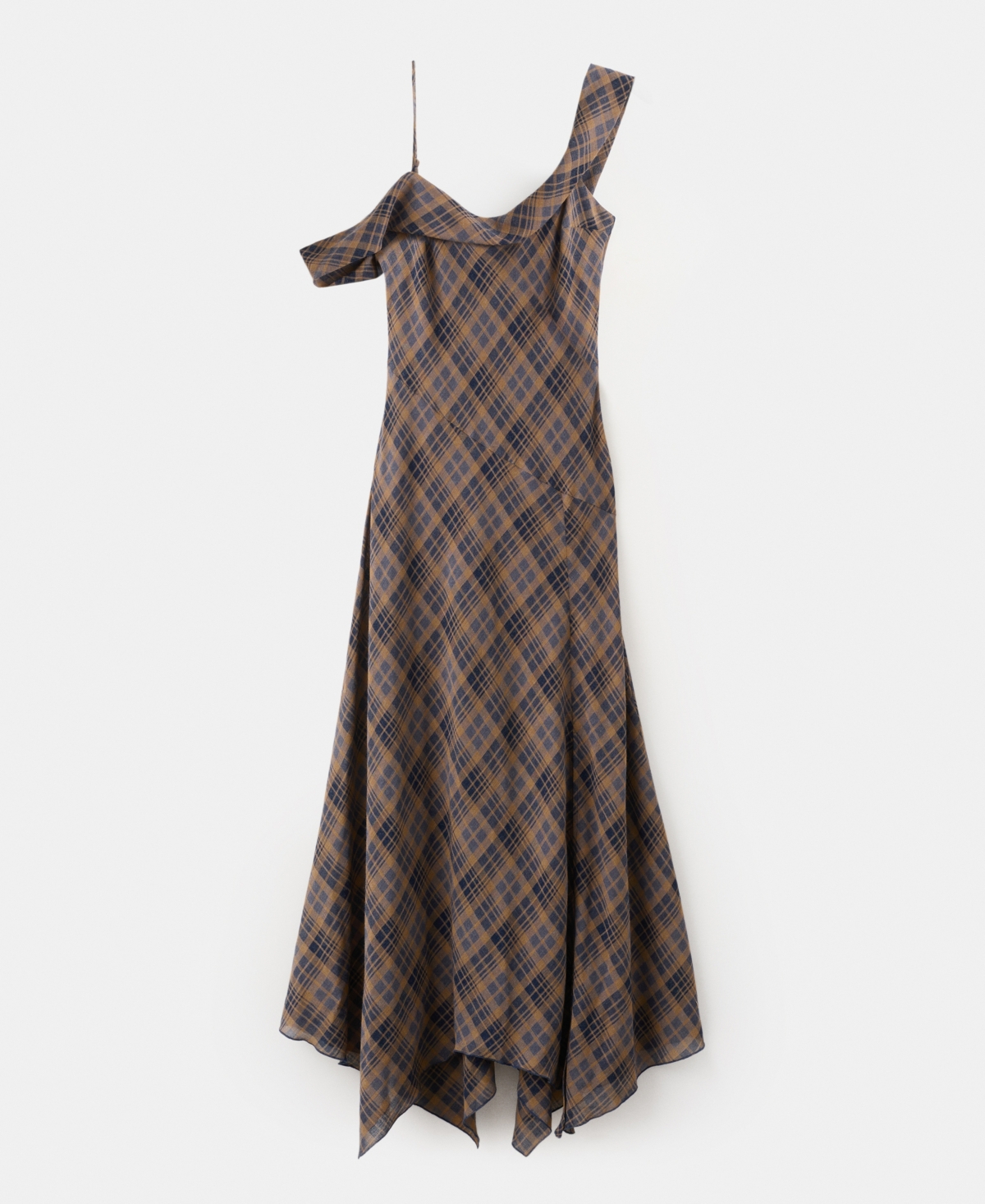 Click here for Mango Womens Check Asymmetrical Dress - Brown prices