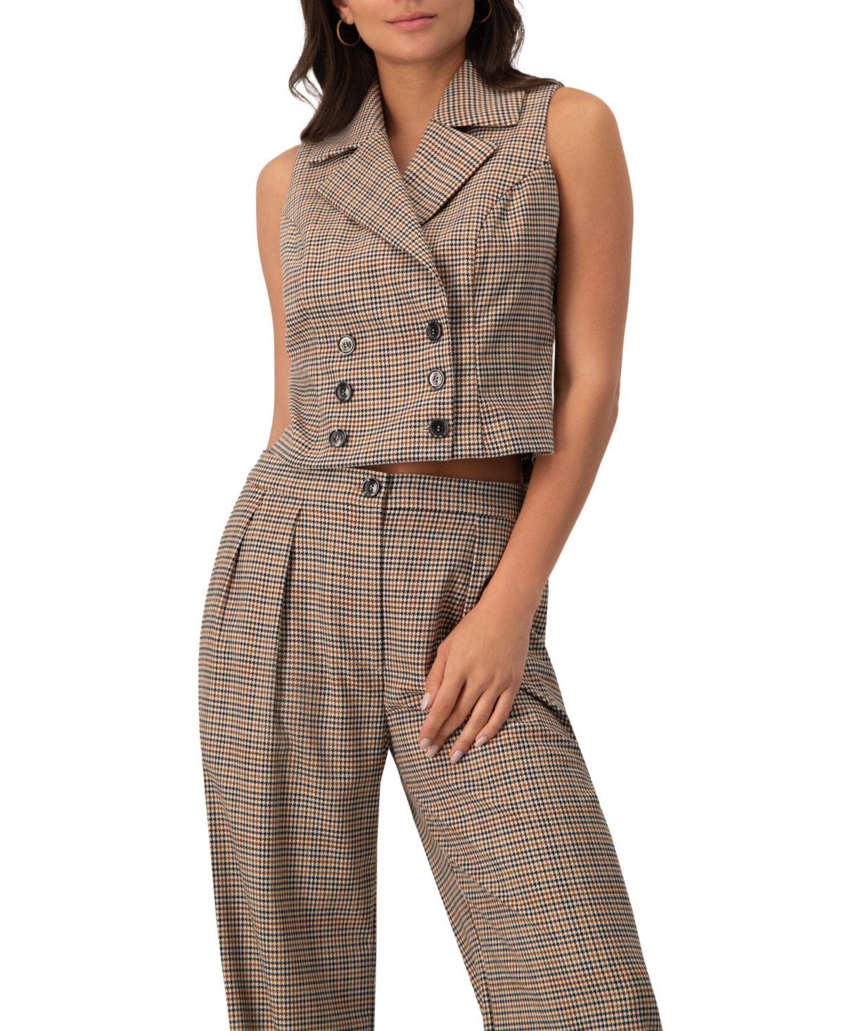 Click here for Ivonne Womens Short Double-Breasted Vest - Beige prices