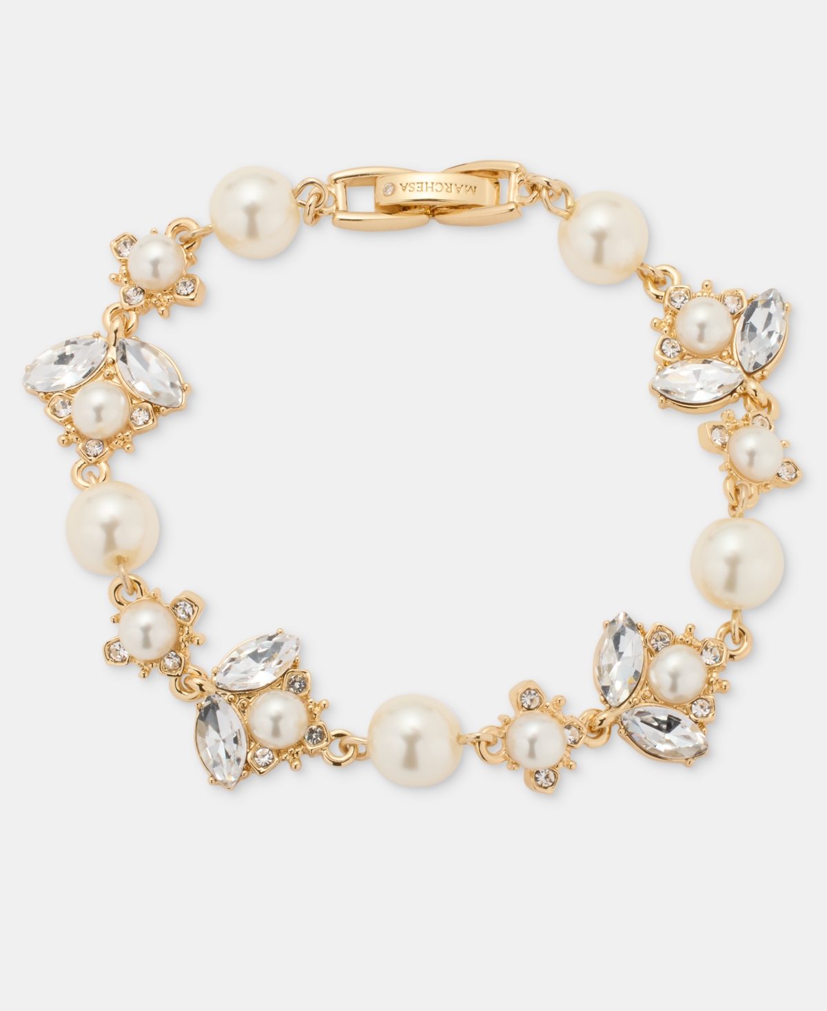 Click here for Marchesa Crystal & Imitation Pearl Flex Bracelet -... prices
