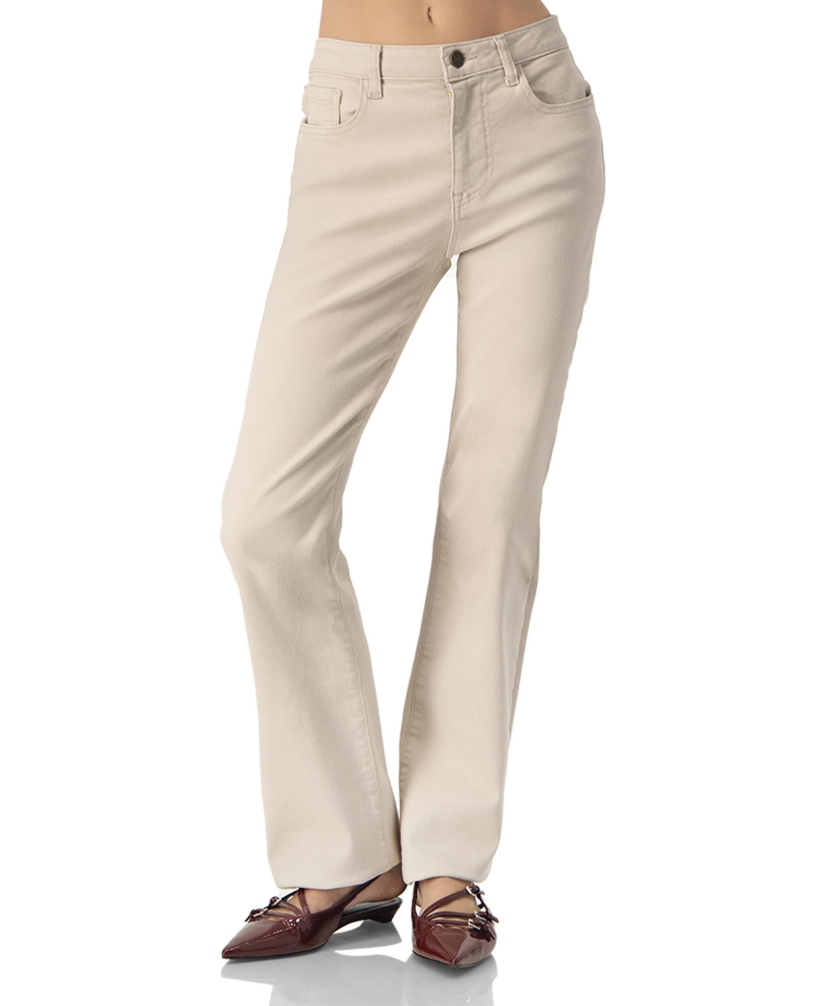 Click here for Ivonne Womens Straight One-Button Chinos - Beige prices