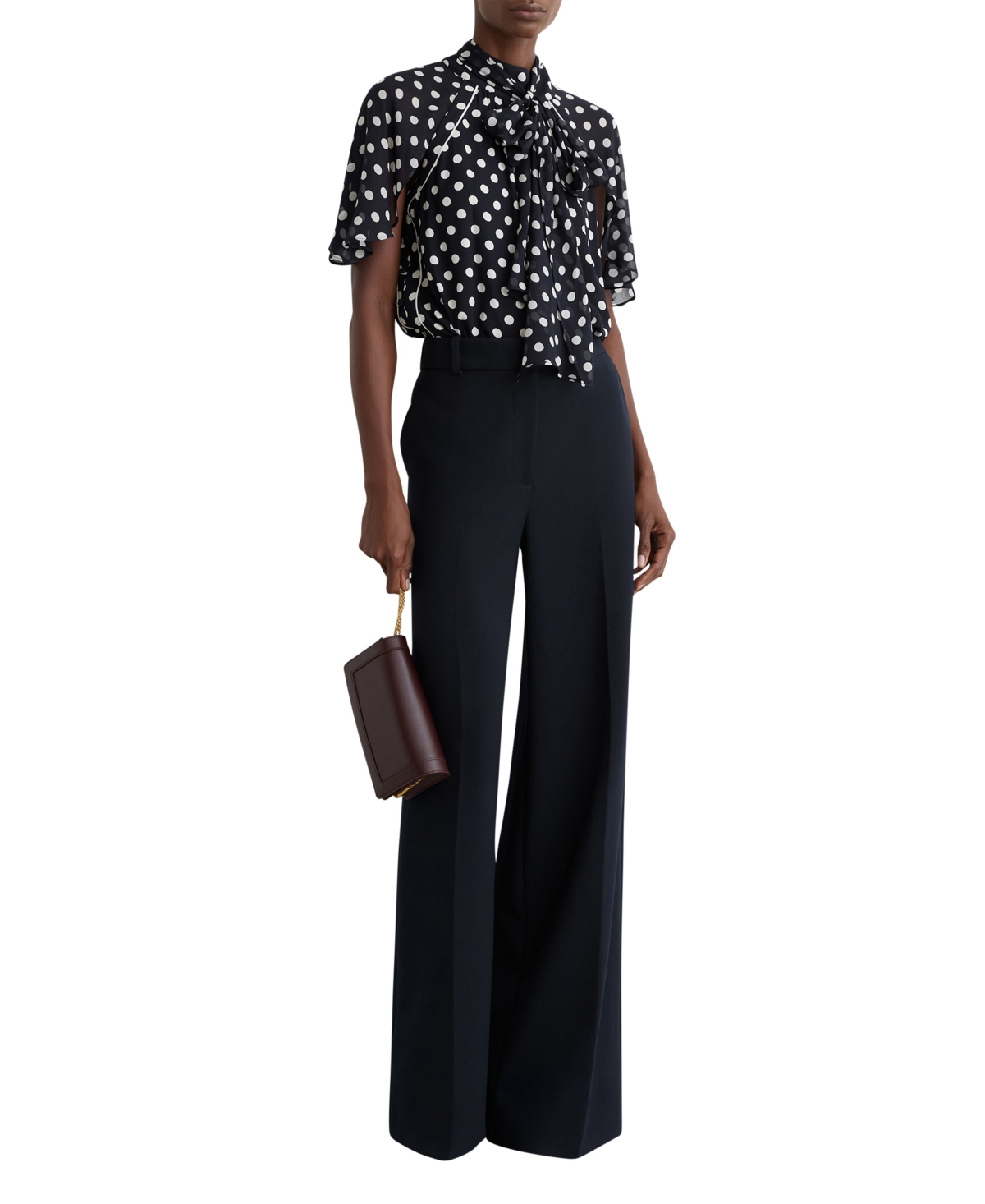 Click here for Reiss Womens Aliana Polka-Dot Tie-Neck Blouse - Na... prices