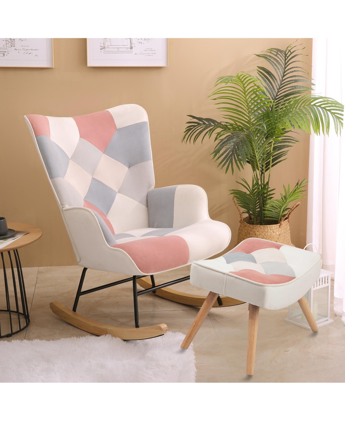 Click here for Flynama Mid Century Rocking Chair with Ottoman Pat... prices