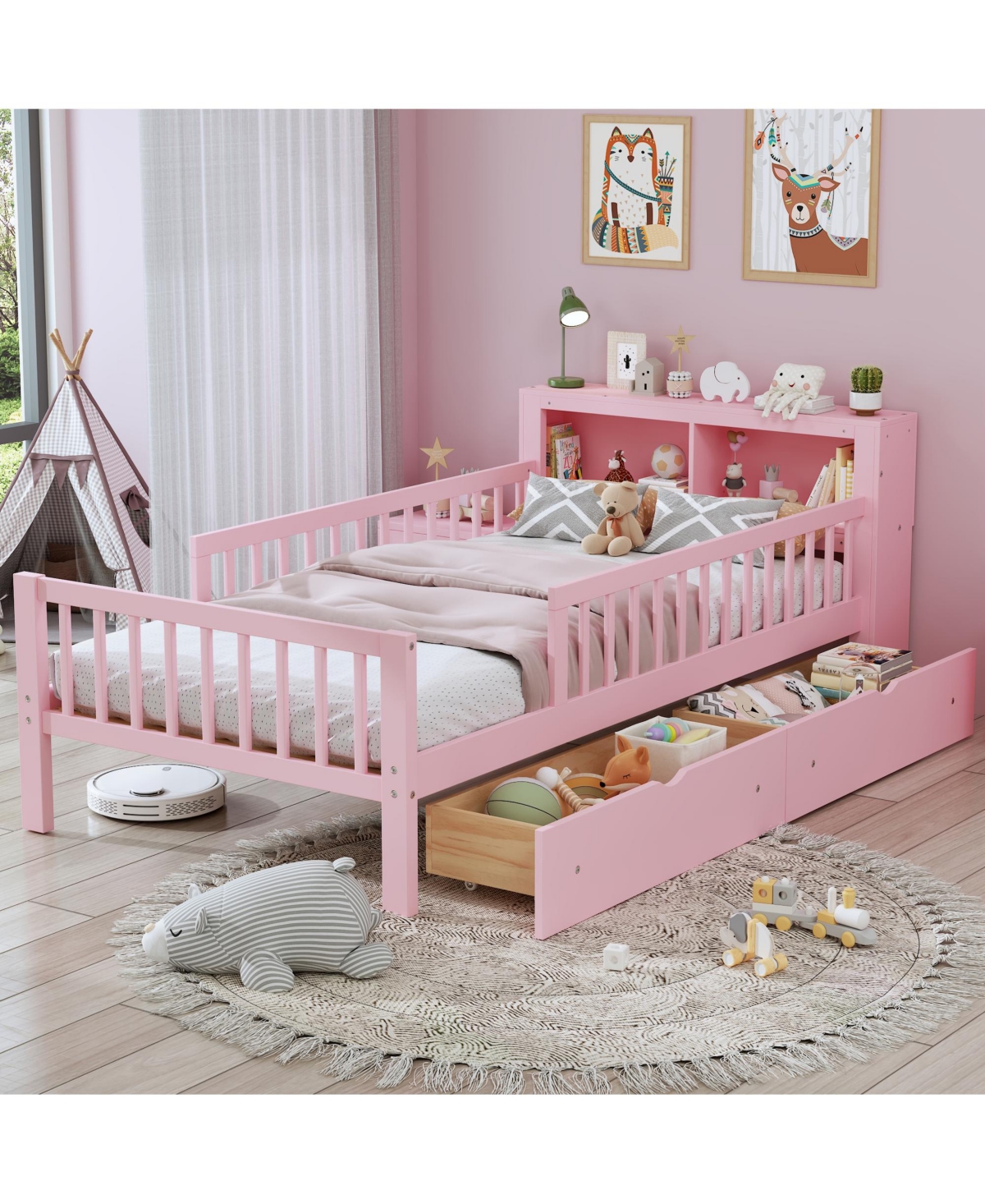 Click here for Rainsken Kids Twin Bed Frame  Wooden Platform Bed... prices