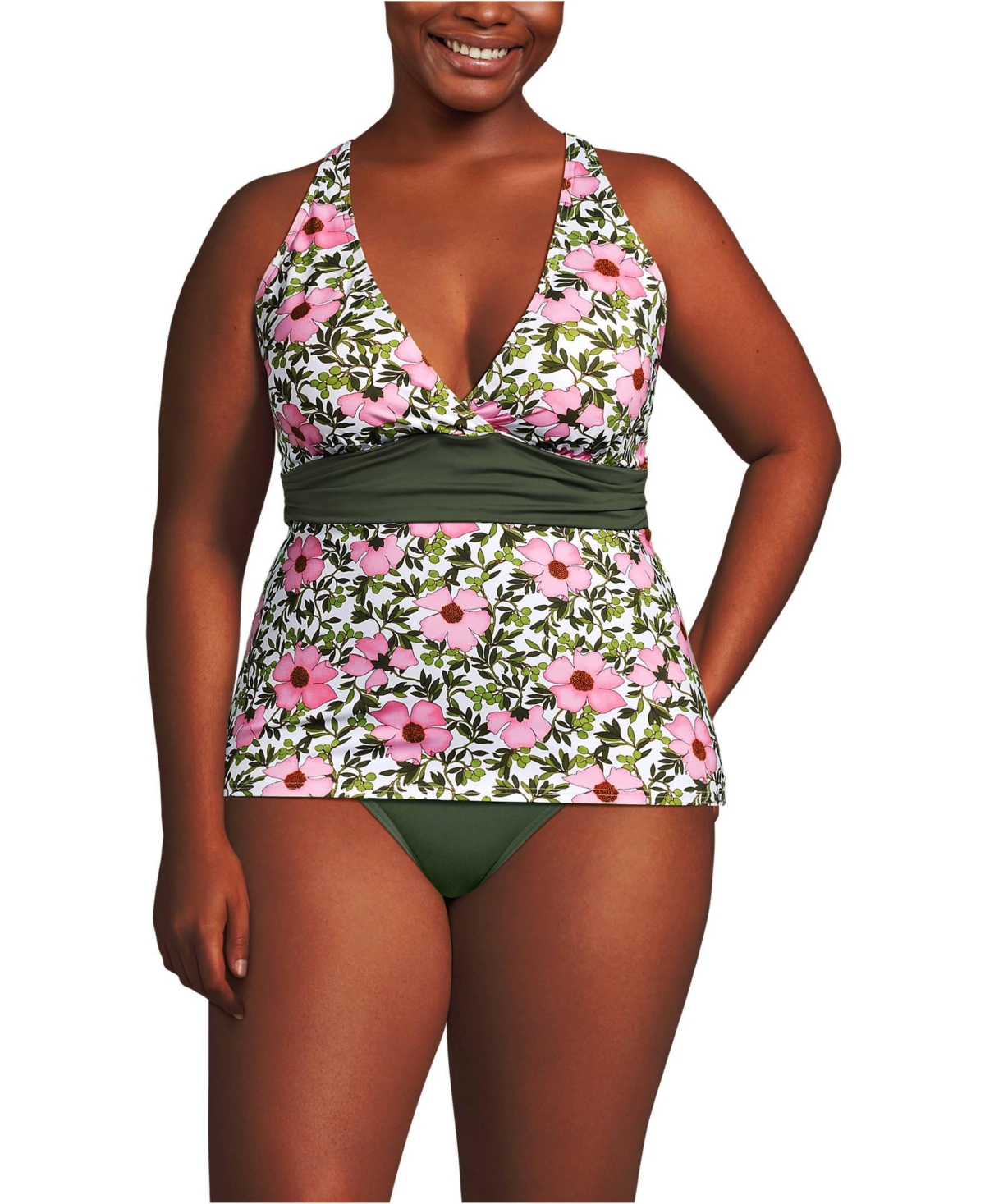 Click here for Lands End Plus Size V-Neck Plunge X Back Tankini T... prices