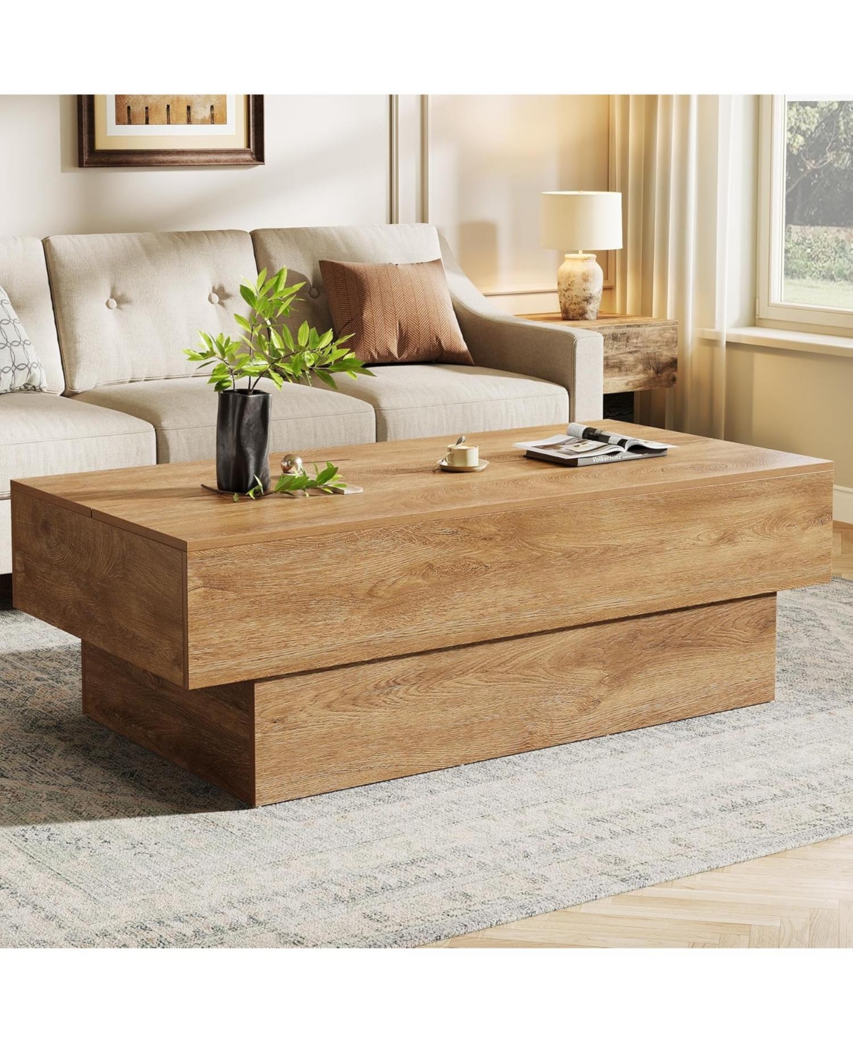 Click here for Tribesigns Farmhouse Wood Coffee Table  Rustic Lar... prices