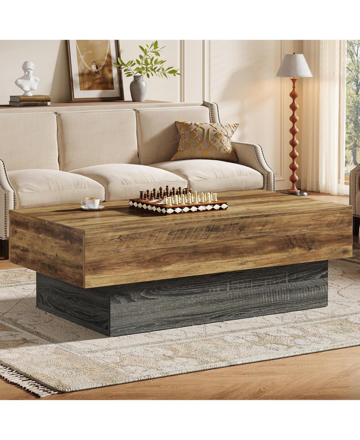 Click here for Tribesigns Farmhouse Wood Coffee Table  Rustic Lar... prices