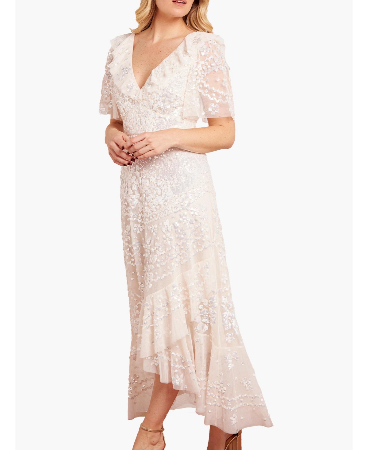 Click here for Needle & Thread Womens Anais Sequin Frill Ankle Go... prices