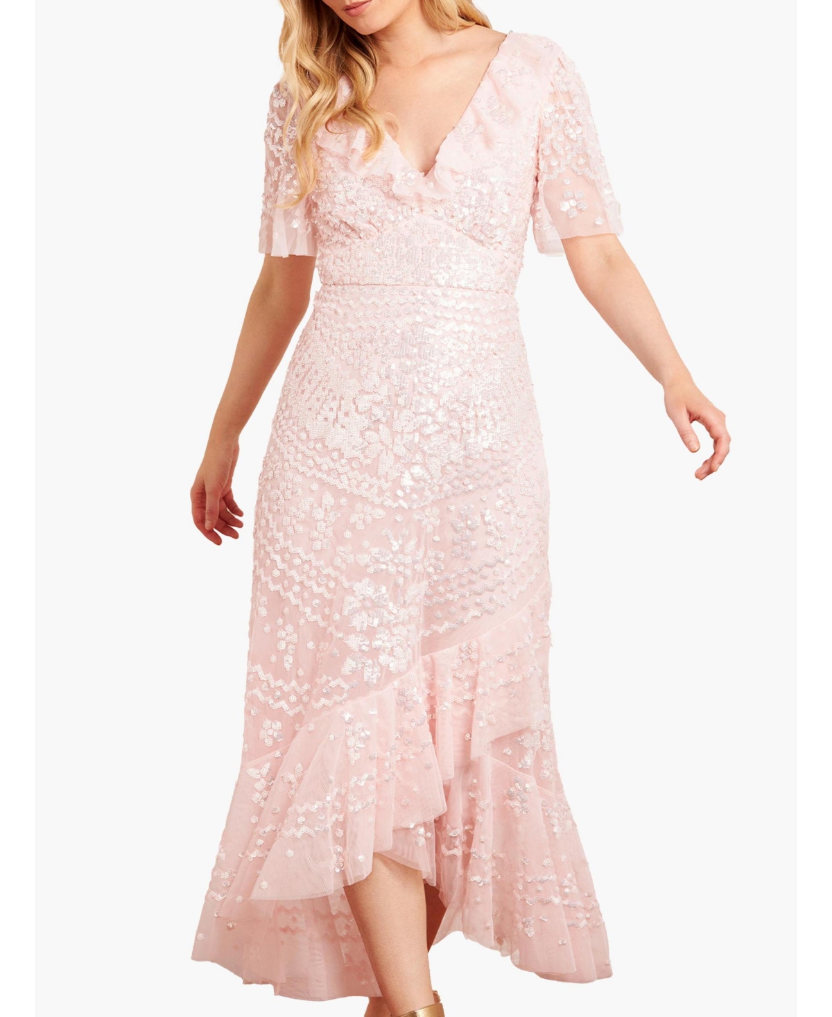 Click here for Needle & Thread Womens Anais Sequin Frill Ankle Go... prices