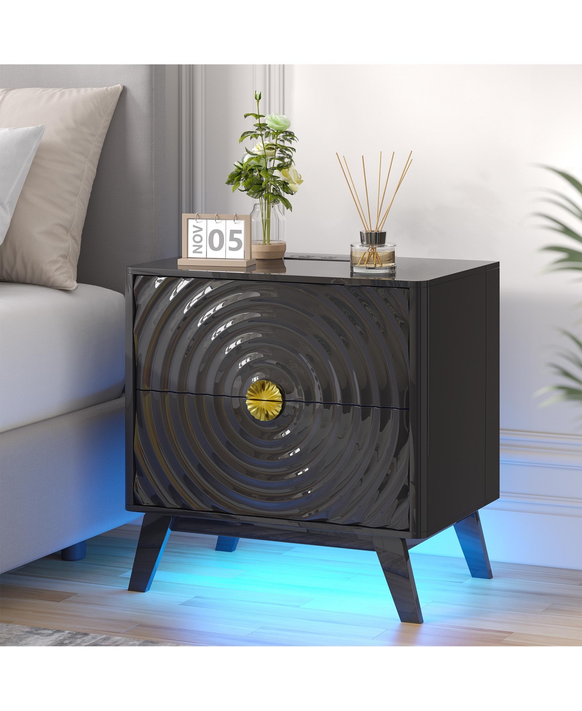 Click here for Vlrska 23.6-Inch Wide 2-Drawer Nightstand with Bui... prices