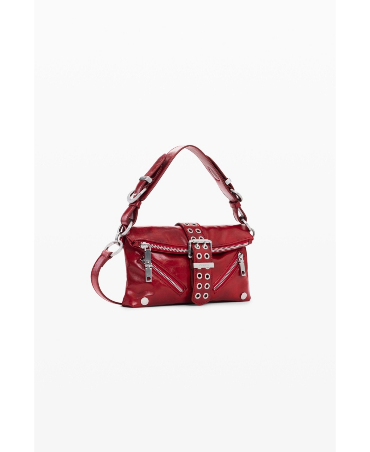 Click here for Desigual Womens Buckle Bag Leather Effect - Red prices