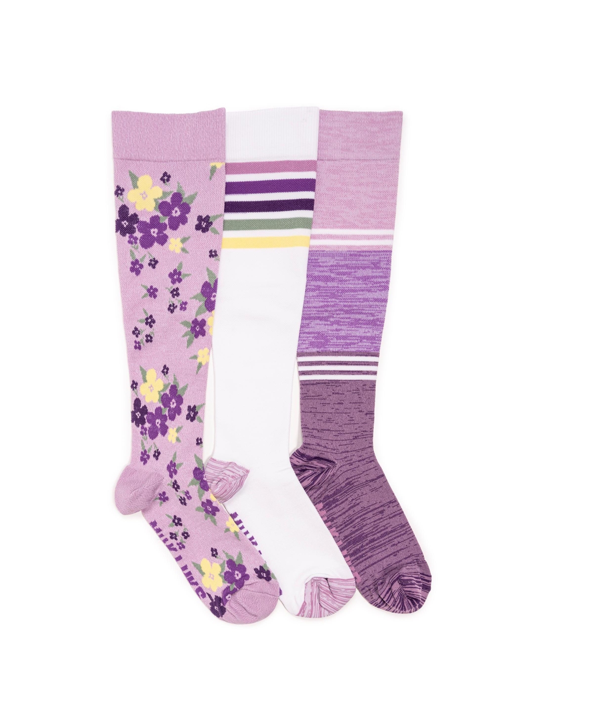 Click here for Womens 3 Pair Pack Compression Socks - Purple mult... prices