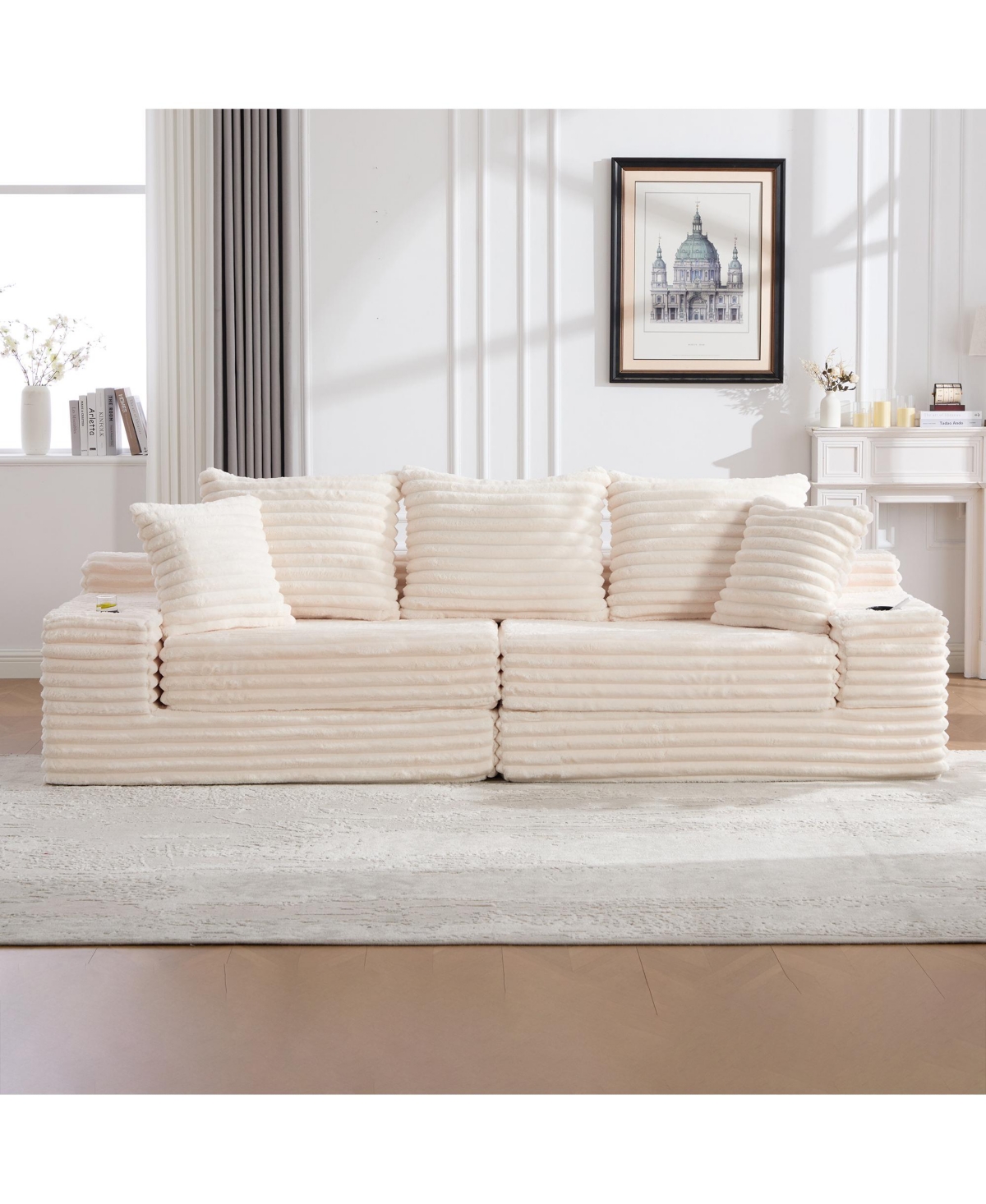 Click here for Rainsken Oversized Boneless Sofa with Cup Holder a... prices