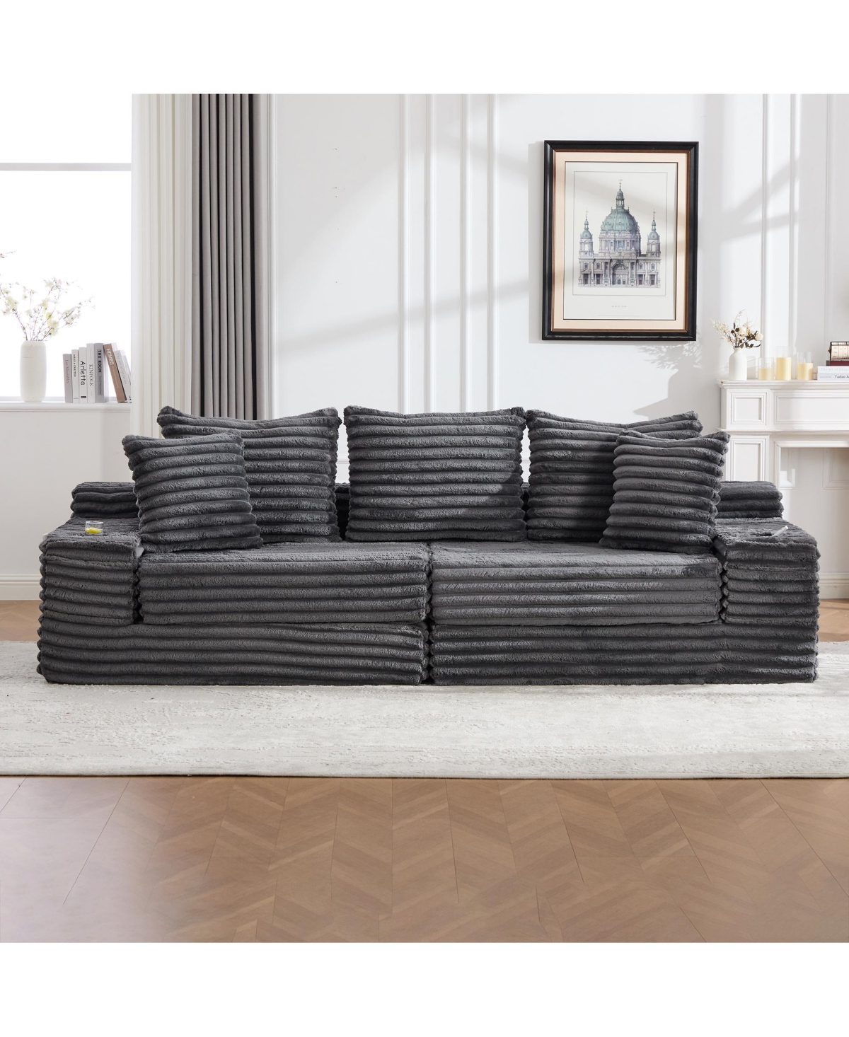 Click here for Rainsken Oversized Boneless Sofa with Cup Holder a... prices