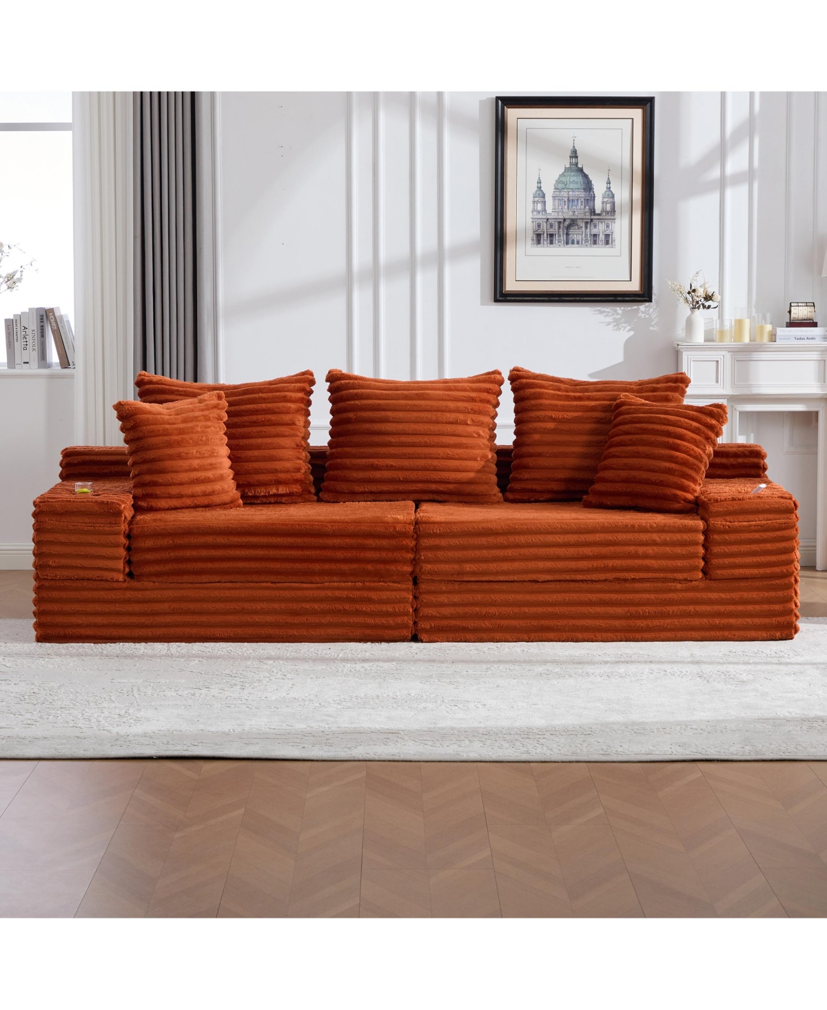 Click here for Rainsken Oversized Boneless Sofa with Cup Holder a... prices