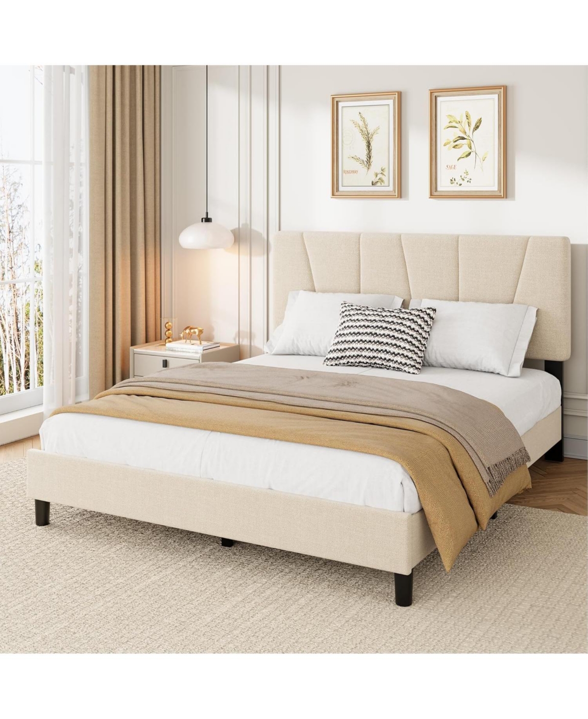 Click here for gaomon Upholstered Platform Bed with Adjustable He... prices