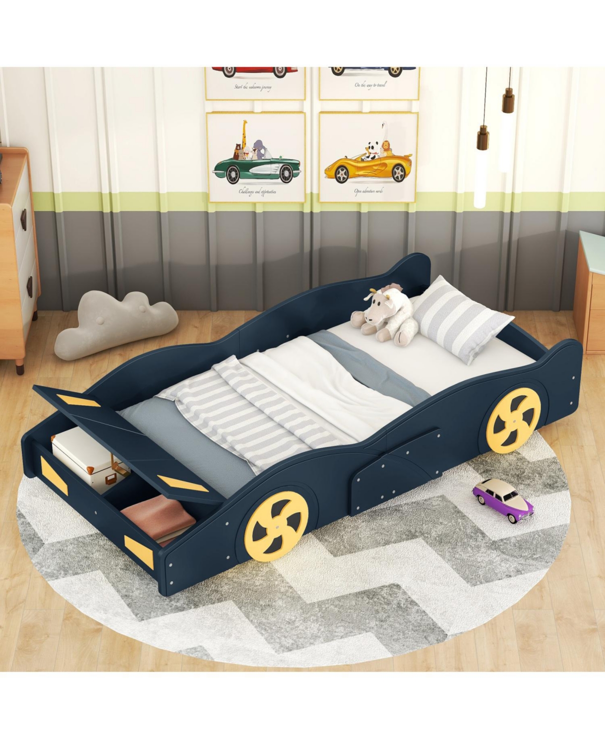 Click here for Rainsken Race Car Shaped Platform Bed  with Wheels... prices