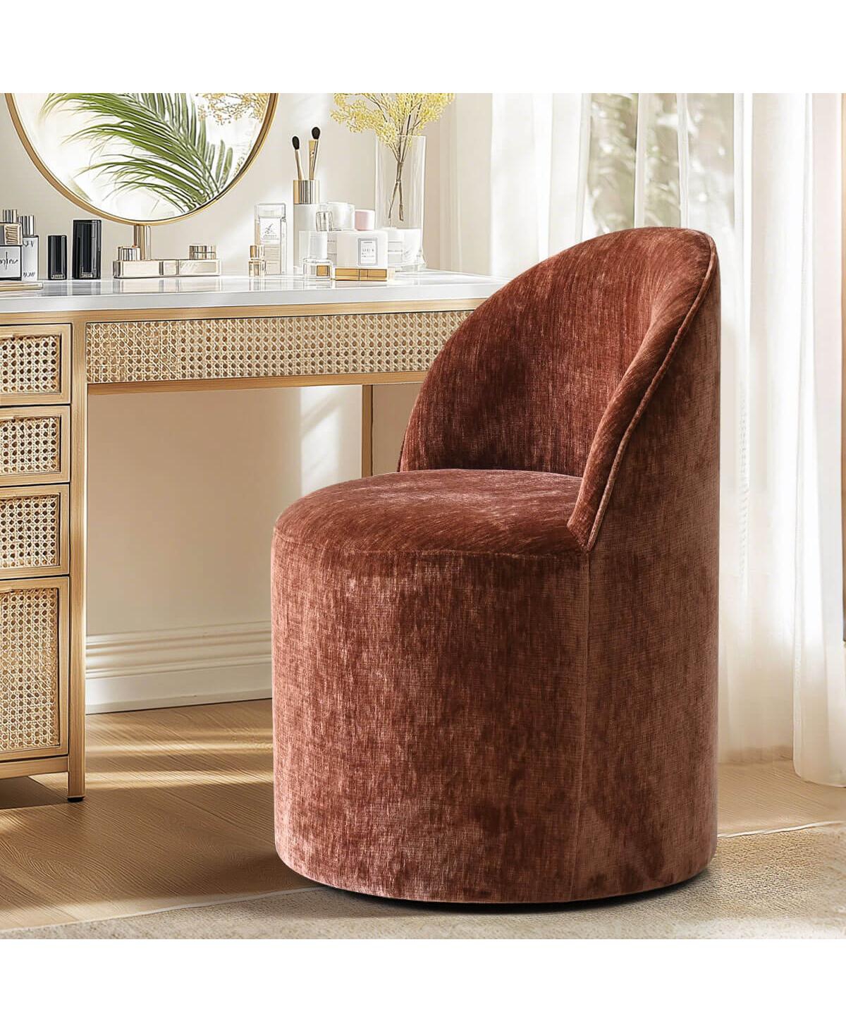 Click here for Maison Boucle Chenille Swivel Vanity Chair with Ca... prices