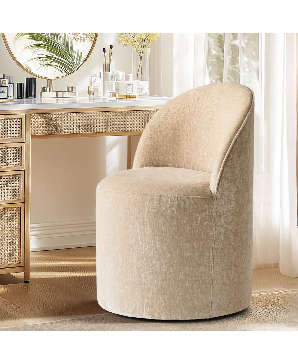 Click here for Maison Boucle Chenille Swivel Vanity Chair with Ca... prices