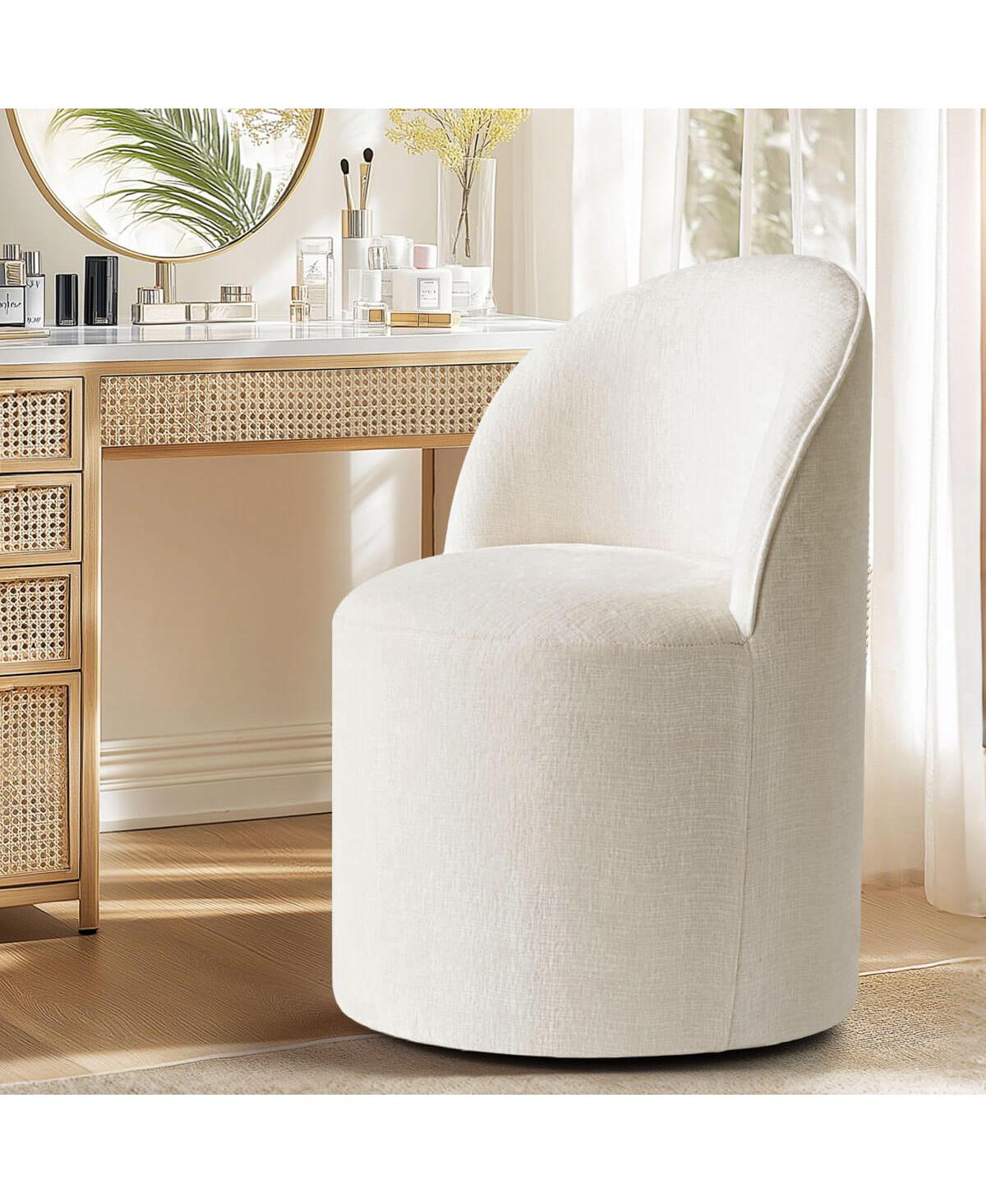 Click here for Maison Boucle Chenille Swivel Vanity Chair with Ca... prices