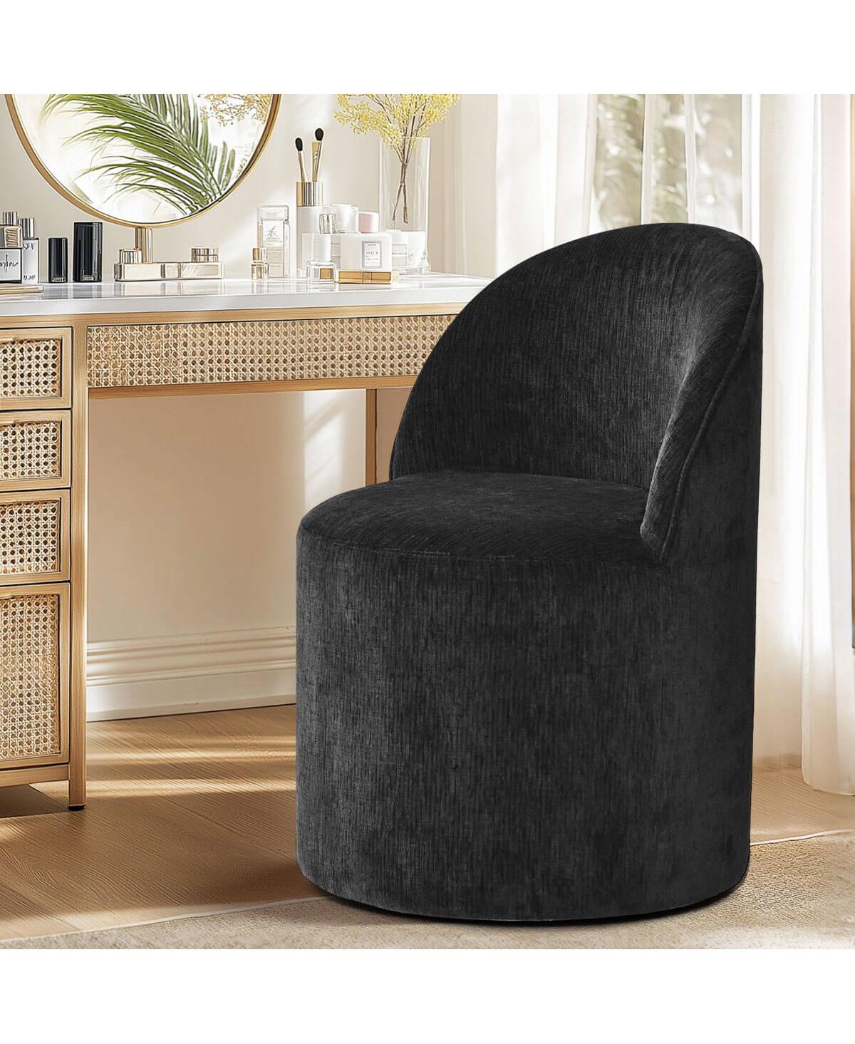 Click here for Maison Boucle Chenille Swivel Vanity Chair with Ca... prices