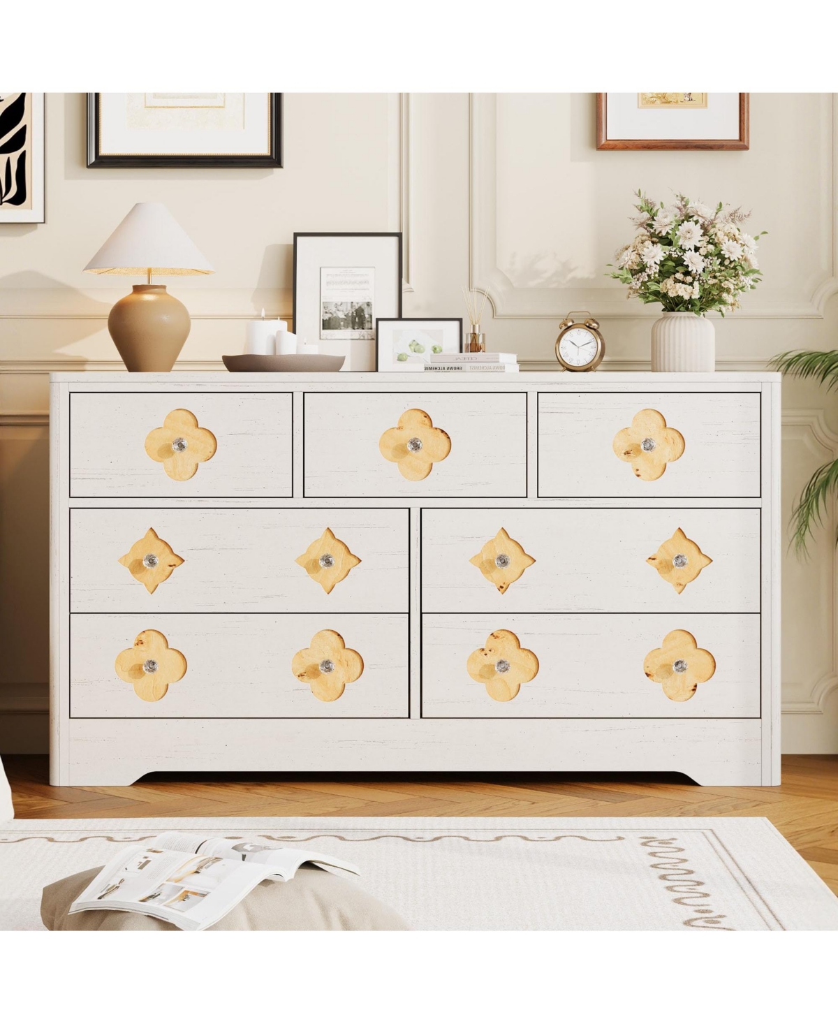 Click here for gaomon 54 Wide 7 Drawer Wood Dresser with Decorati... prices