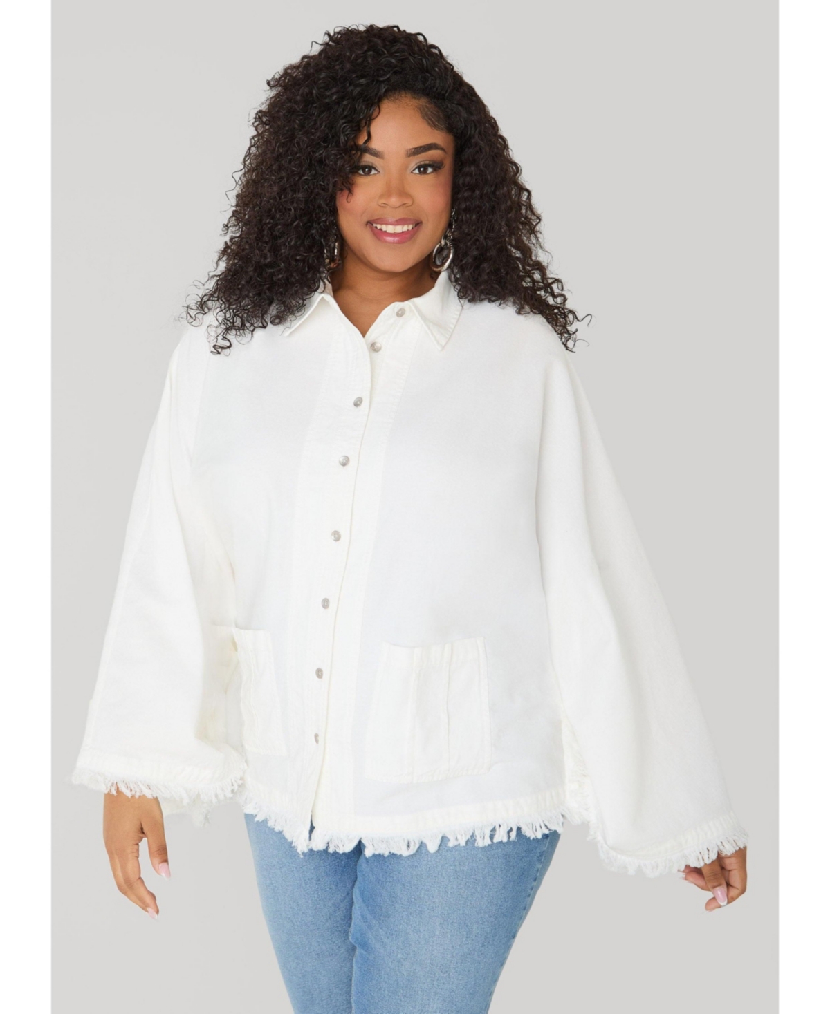 Click here for Ashley Stewart Womens Bell Sleeved Denim Poncho -... prices