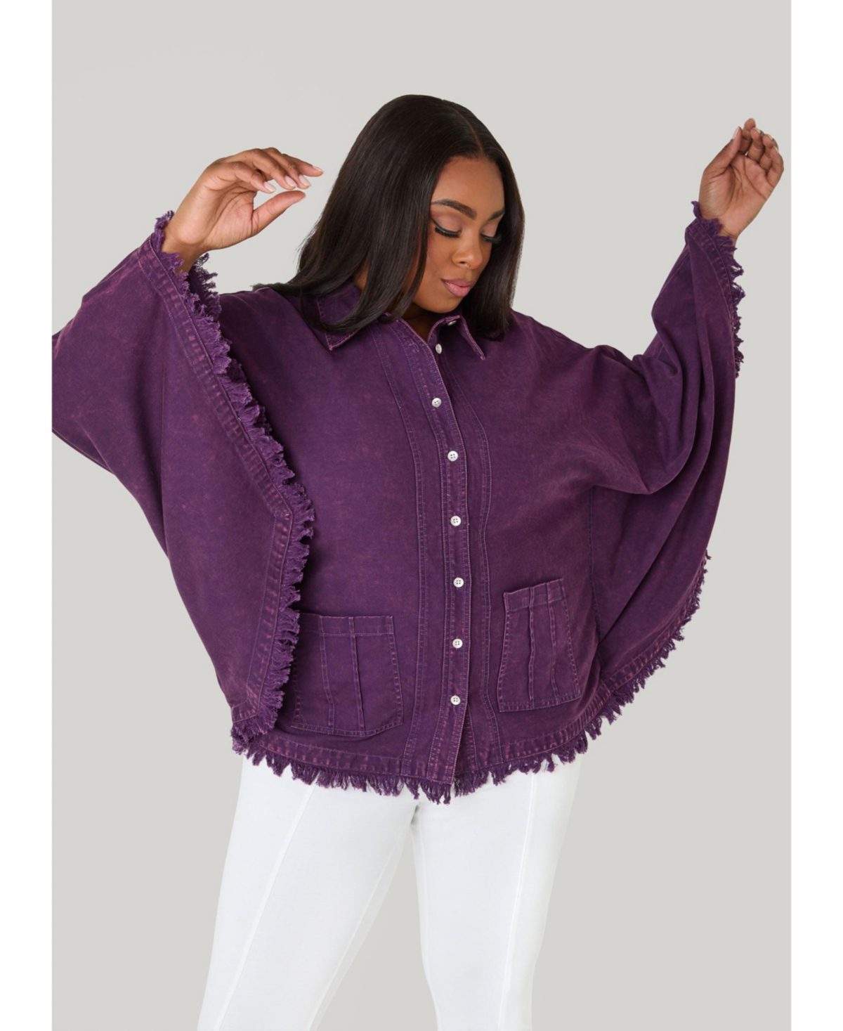 Click here for Ashley Stewart Womens Bell Sleeved Denim Poncho -... prices