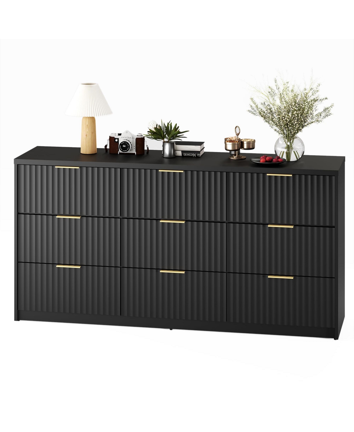 Click here for gaomon 9 Drawer Fluted Dresser  Large Wood Storage... prices