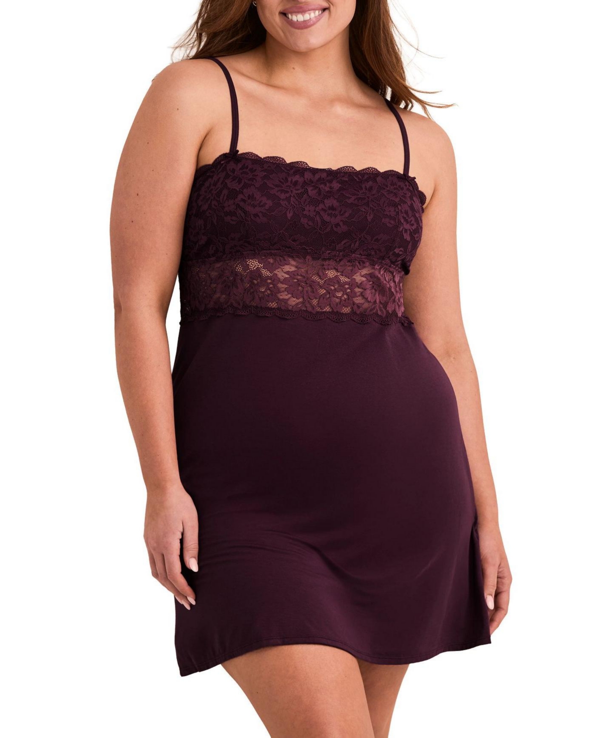 Click here for Adore Me Plus Size Samantha Slip - Dark purple prices