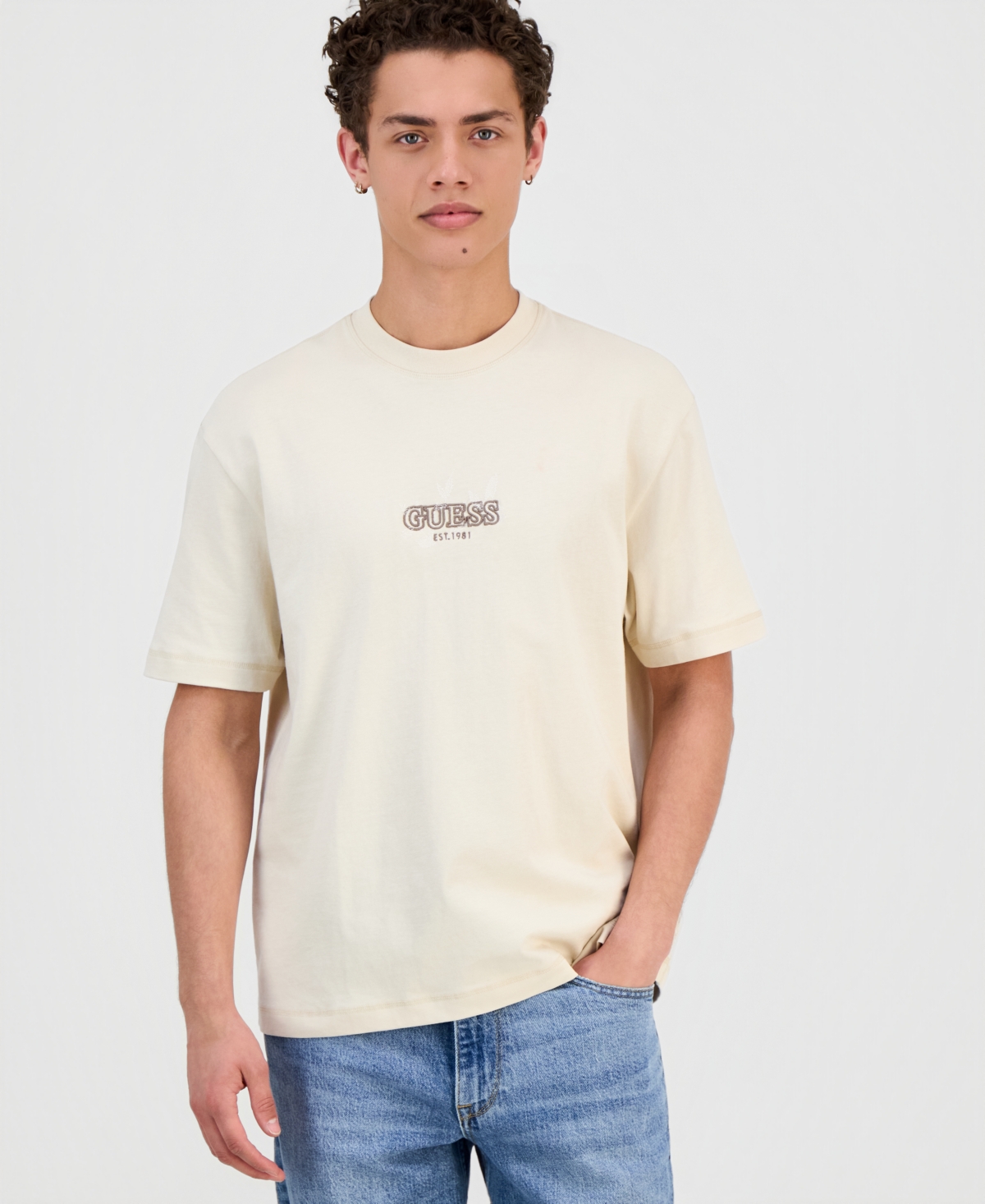 Click here for Guess Mens Small Logo Embroidery T-Shirt - QUICKSA... prices