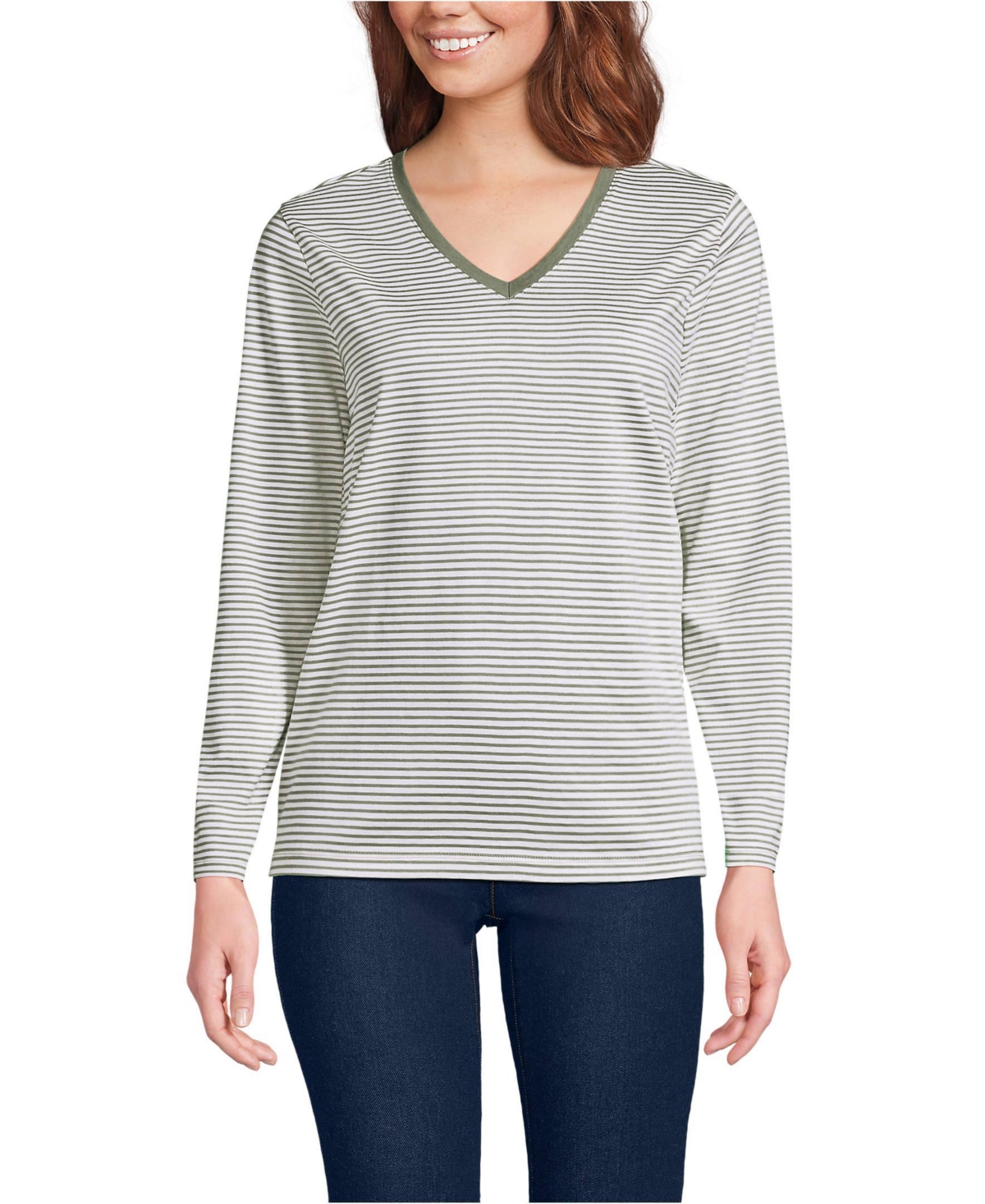 Click here for Lands End Womens Supima Cotton Long Sleeve V-Neck... prices