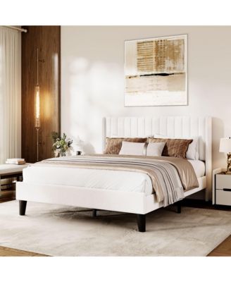 Click here for Gaomon Bed Frame With Velvet Wingback Headboard Ve... prices