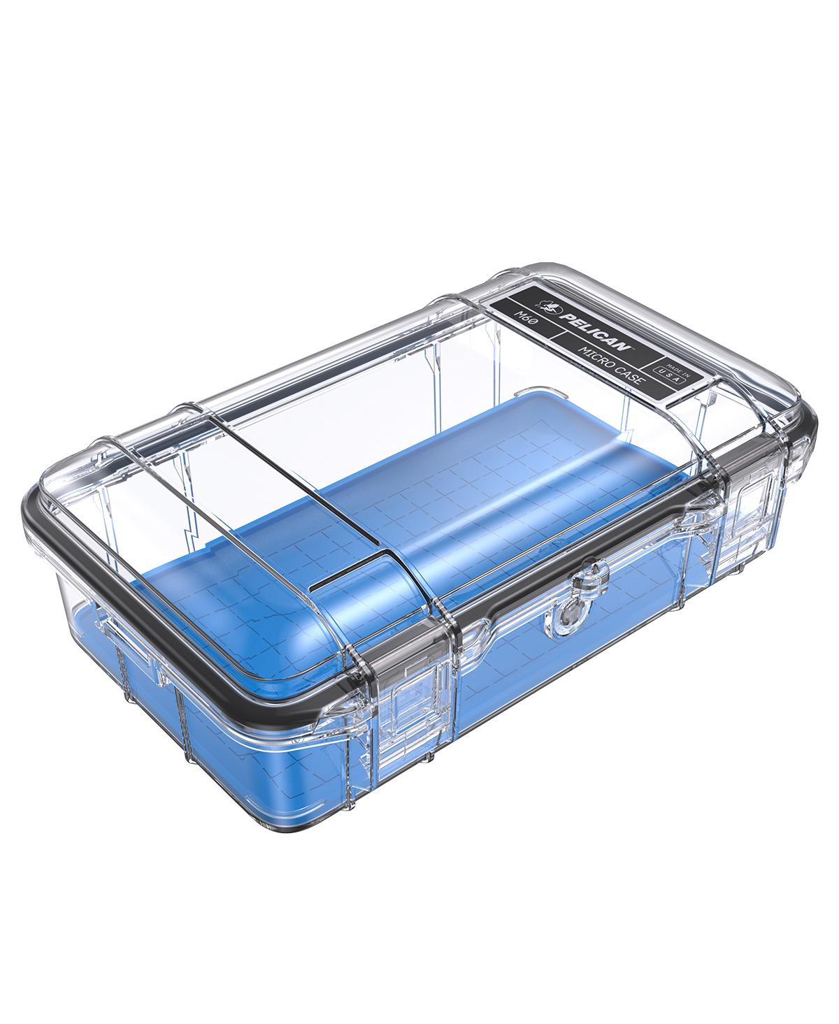 Pelican M60 Waterproof Hard Micro Case  Large  Clear/Blue #M600-0260-100
