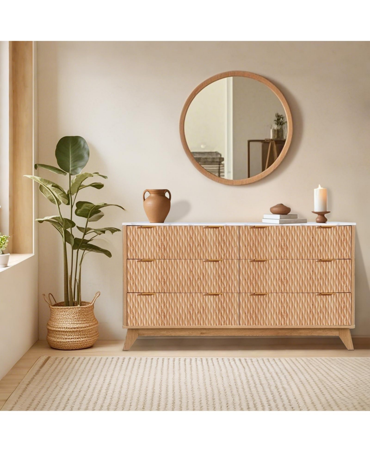 Click here for gaomon 6 Drawer Wood Dresser with Faux Marble Top... prices