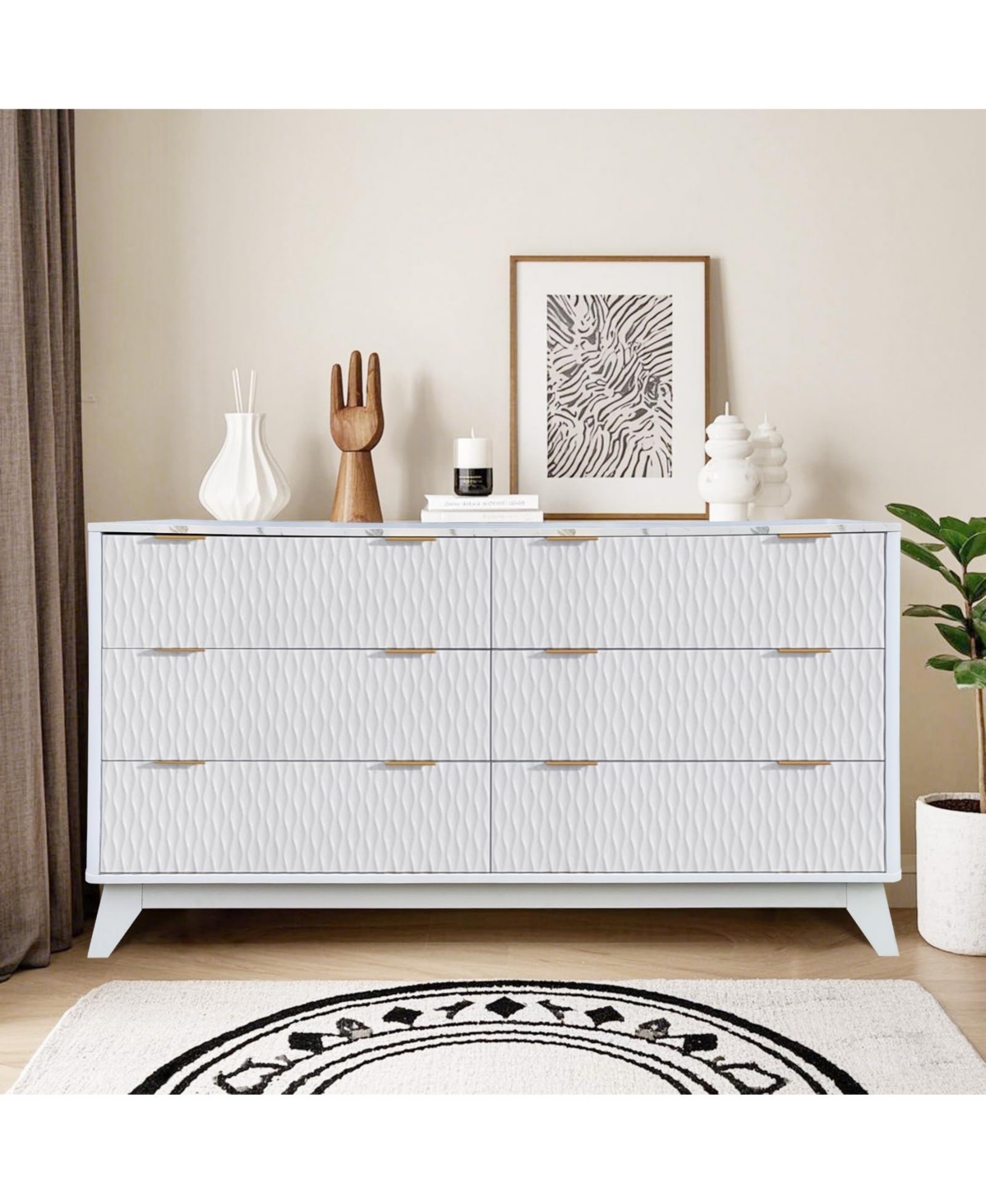 Click here for gaomon 6 Drawer Wood Dresser with Faux Marble Top... prices