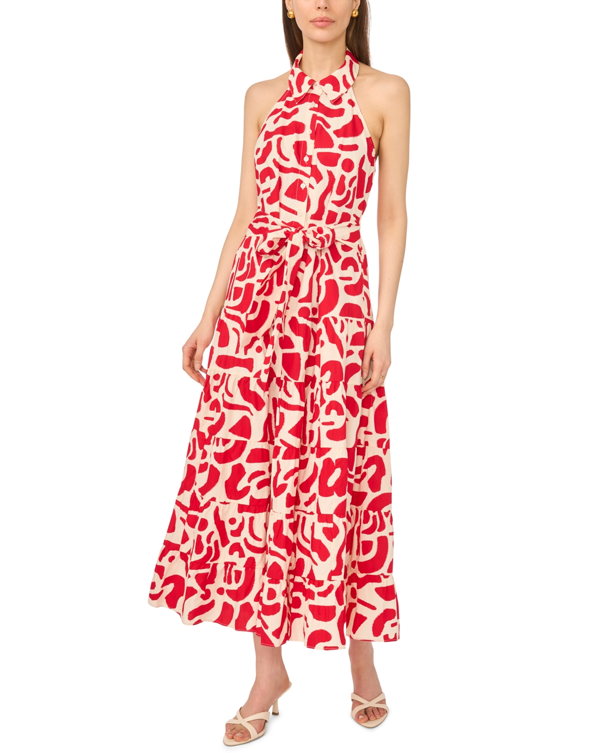 Click here for Msk Womens Button-Front Sleeveless Dress - Lipstic... prices