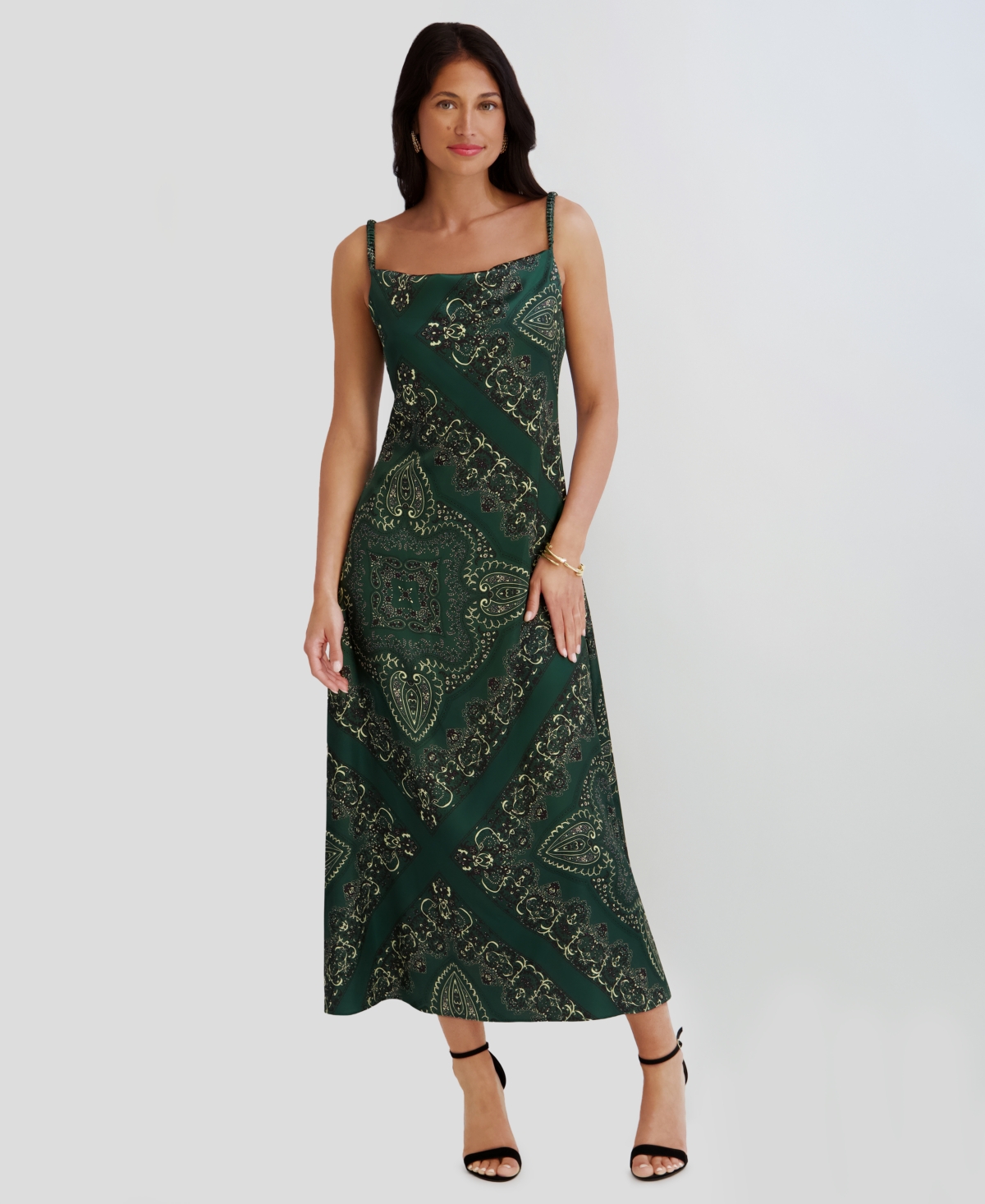Click here for Siena Womens Printed Cowl Neck Satin Midi Dress -... prices