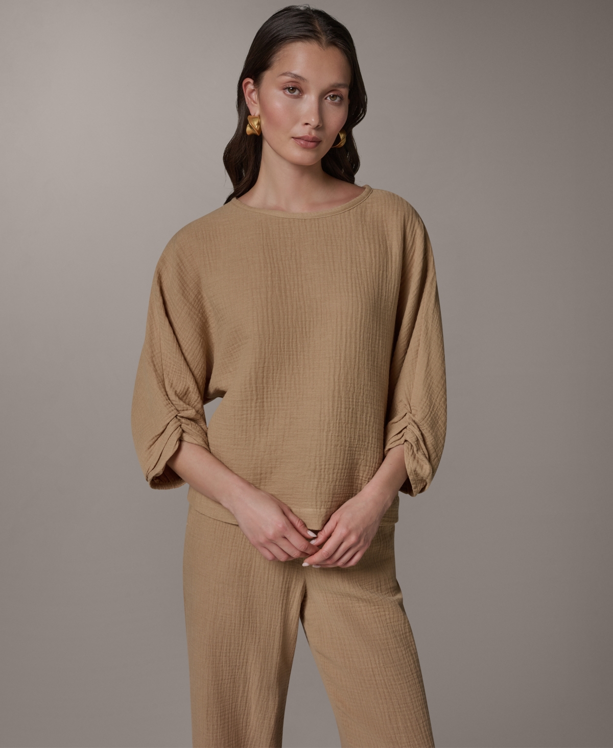 Click here for Donna Karan Weekend Womens Boat Neck Blouse - Fawn prices