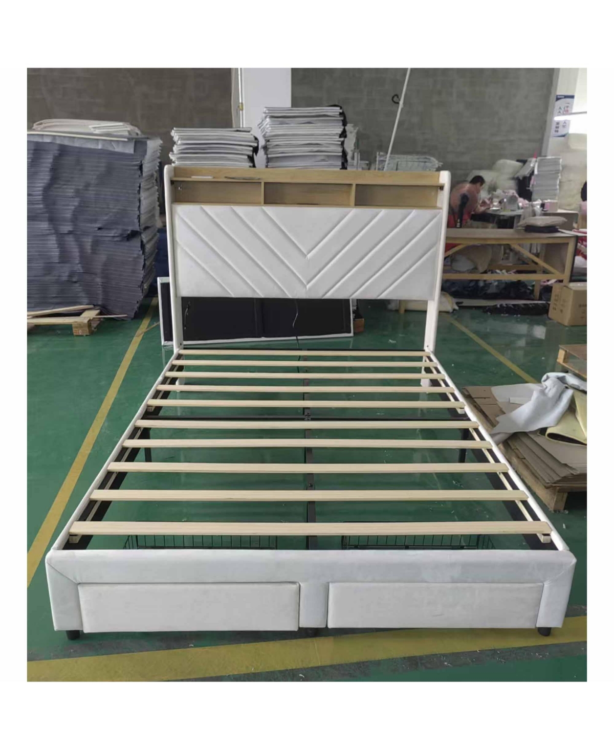 Click here for Homfan Bed with 2 Storage Drawers - Grey prices