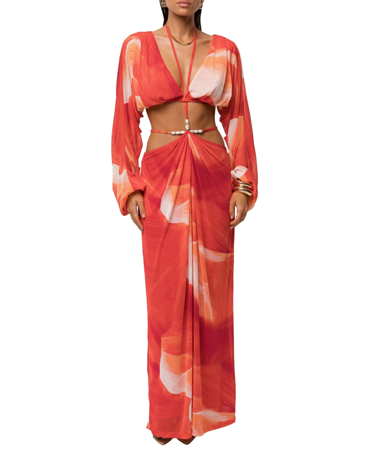 Click here for Jluxlabel Womens Hera Draped Maxi Skirt - Sunset r... prices