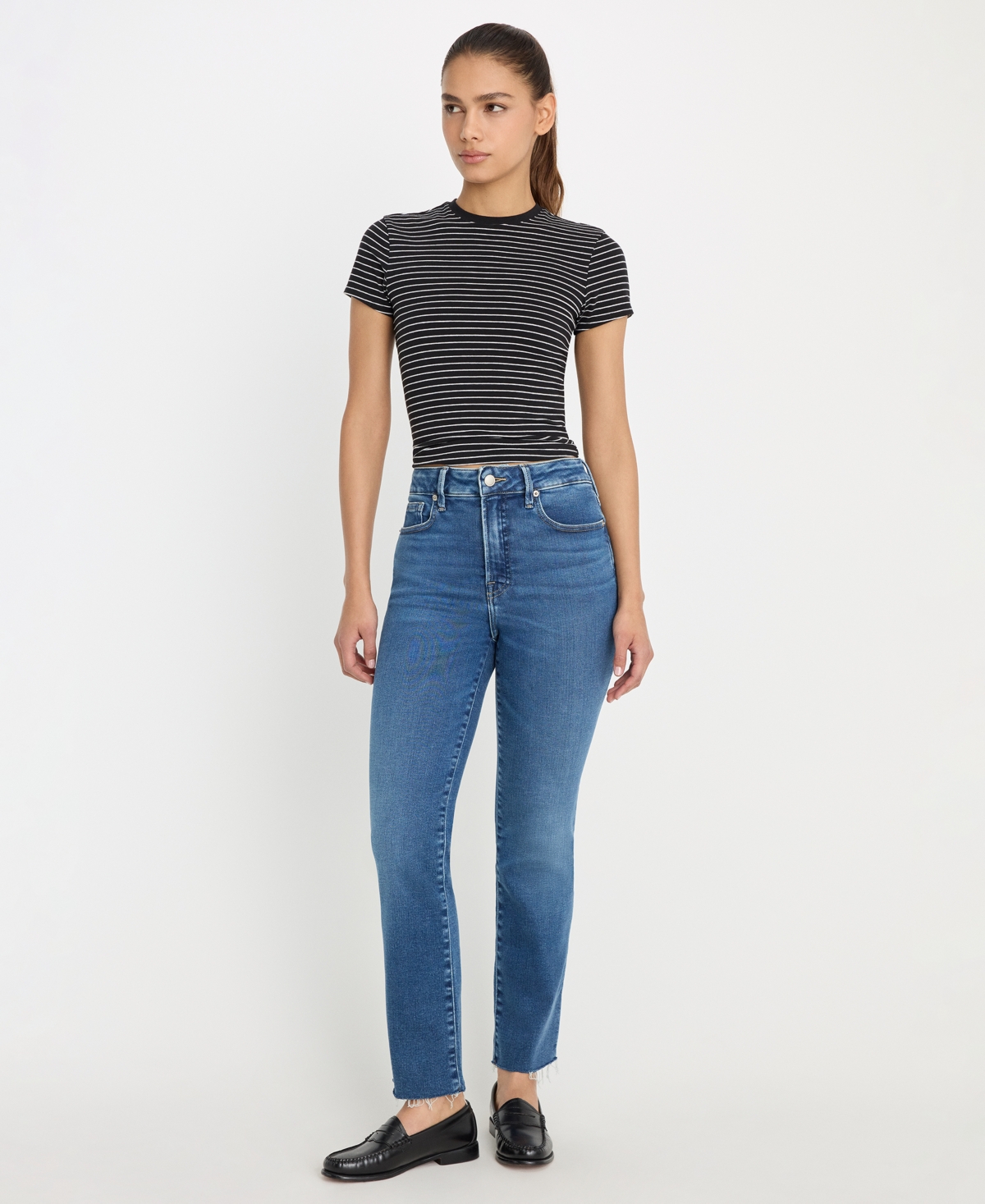 Click here for Good American Womens Soft Tech Mid-Rise Straight J... prices